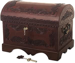 Amazon.com: NOVICA Leather and Wood Chest Overlaid in Colonial Style ...