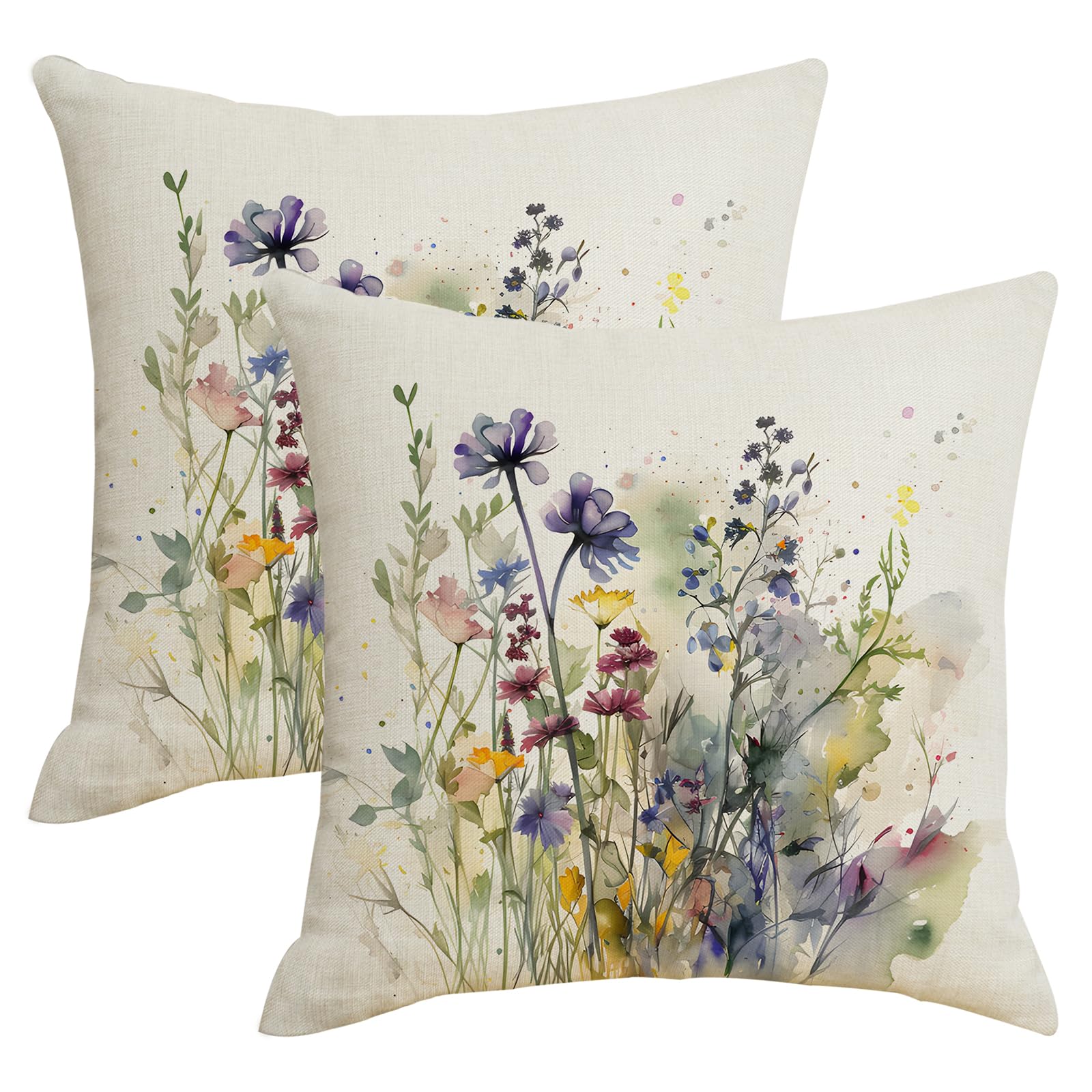 Amazon.com: AWJTNCQ Spring Wild Flower Throw Pillow Covers 18x18 Set of ...