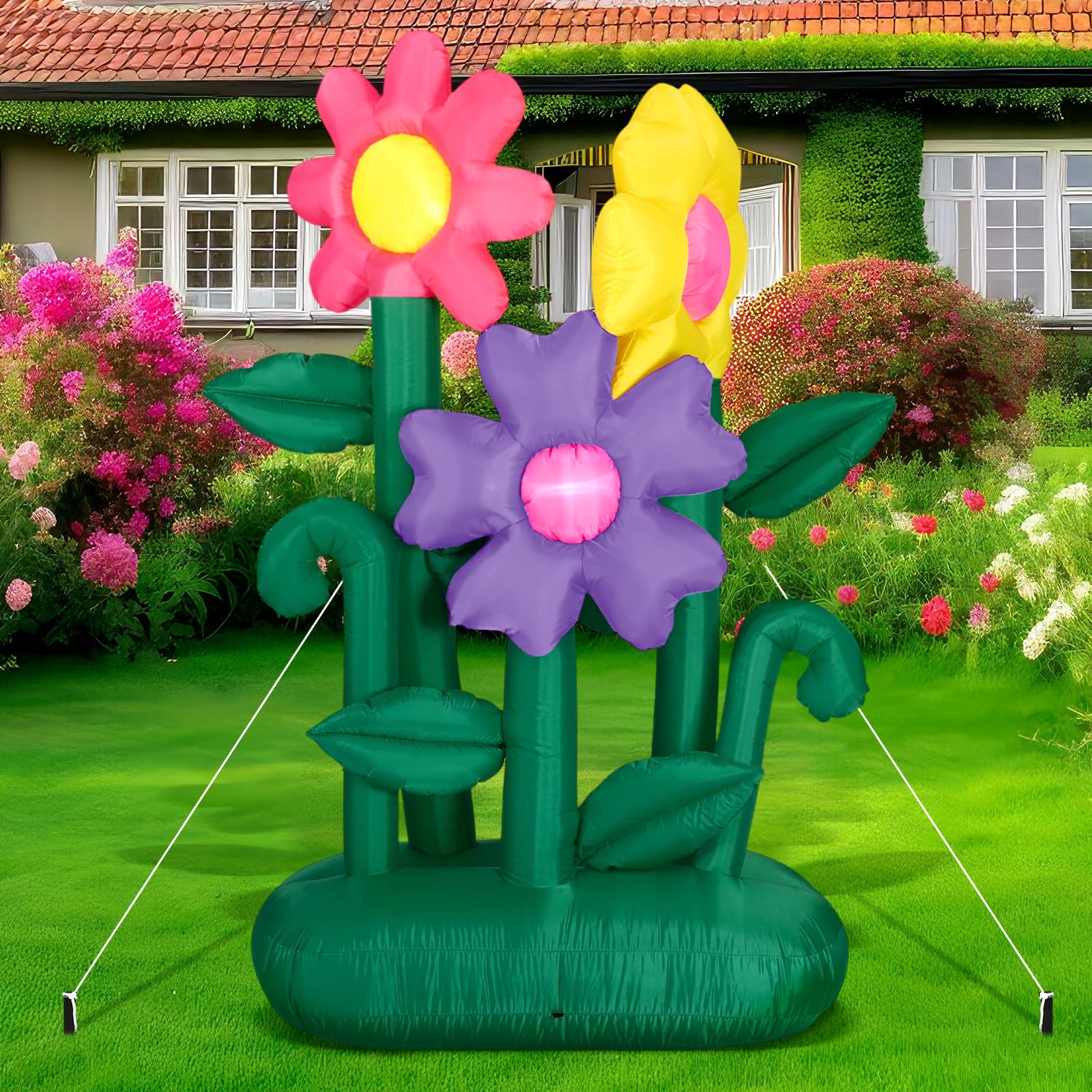 Syhood 6 ft Spring Inflatable Flower Decoration LED Blow up Yard Decor ...
