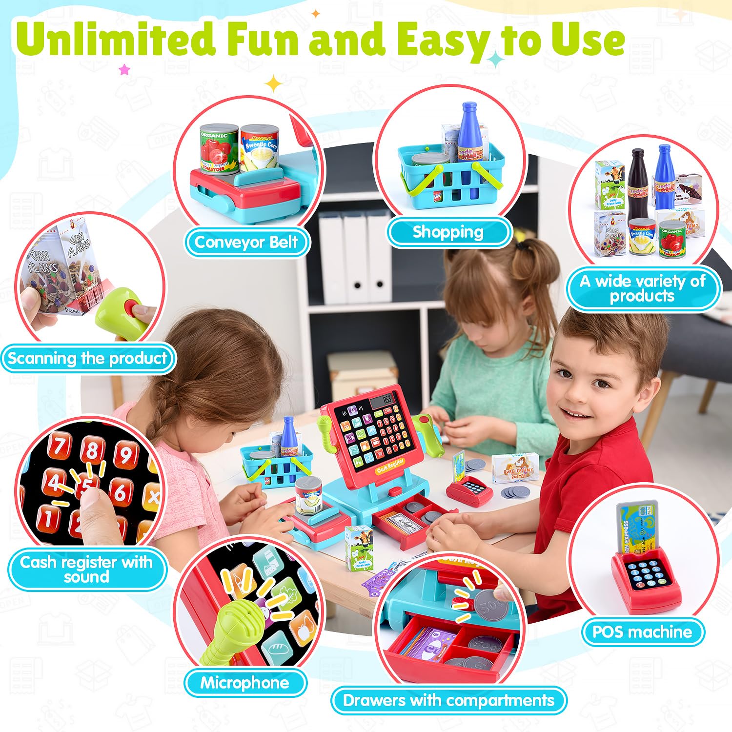 Snapklik.com : PLAY Kids Cash Register Toy Supermarket