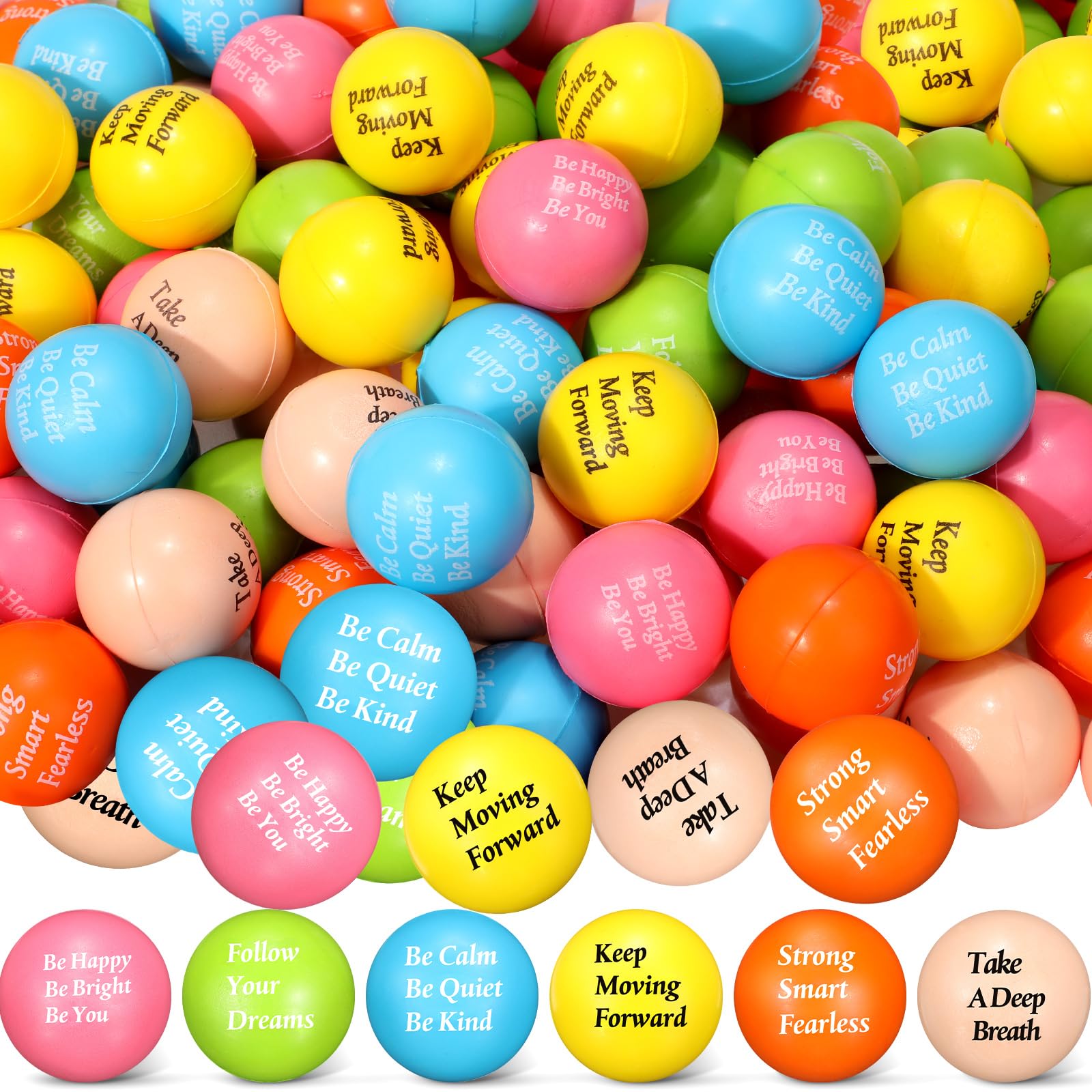 Jenaai 100 Pcs Stress Balls Motivational Anxiety Stress Relief Ball ...