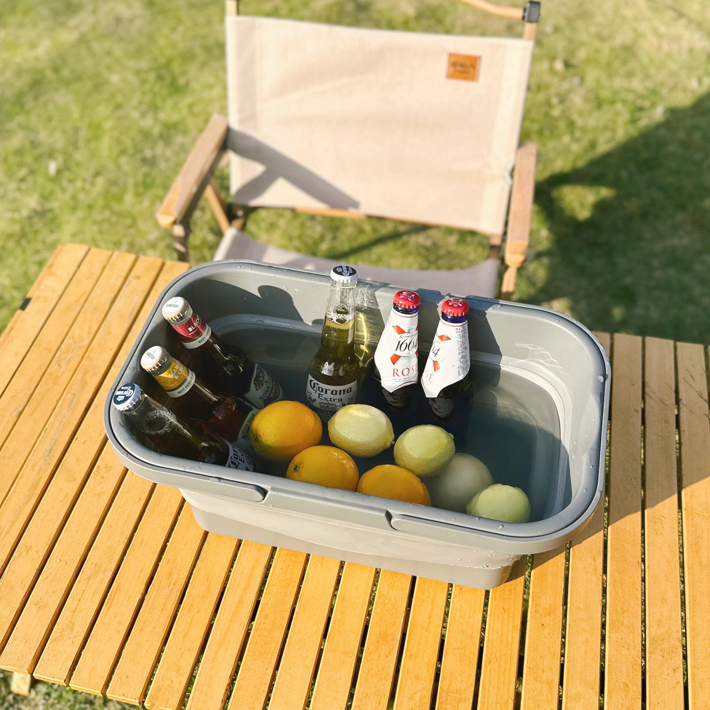 CXCJAI Foldable Camping Basket with Table Storage Organizer Box Camping ...