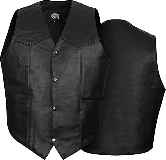 Amazon.com: Generic Genuine Leather Motorcycle Vest for Men Riding Club ...