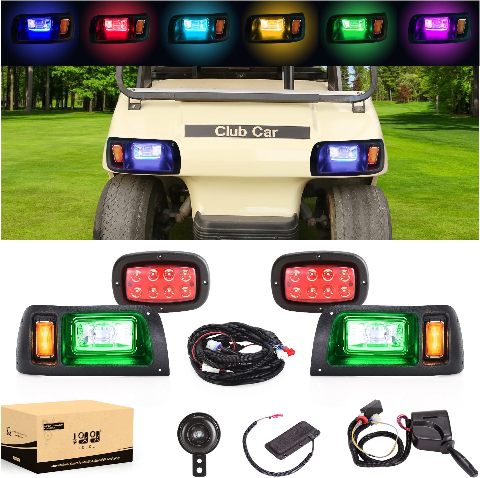 Amazon.com: 10L0L Deluxe Golf Cart Light Kit for Club Car DS, Headlight ...