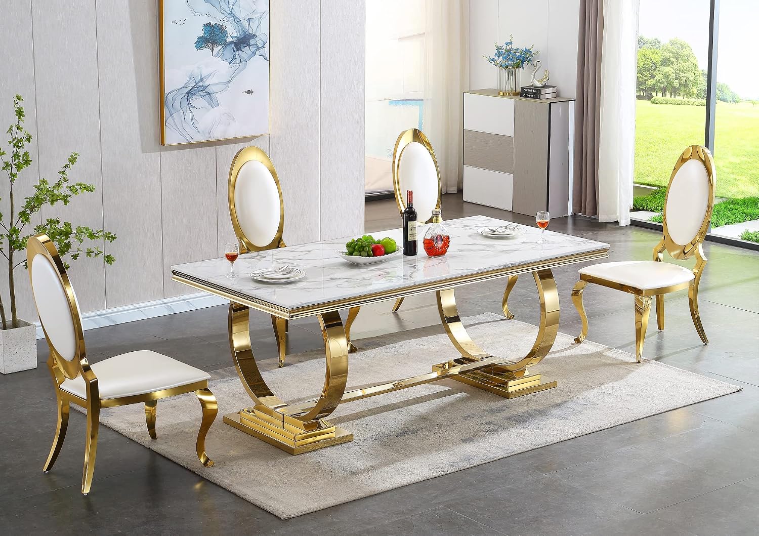 Amazon.com - Goderfuu 5 Piece Dining Table Set - Real Marble Dining ...