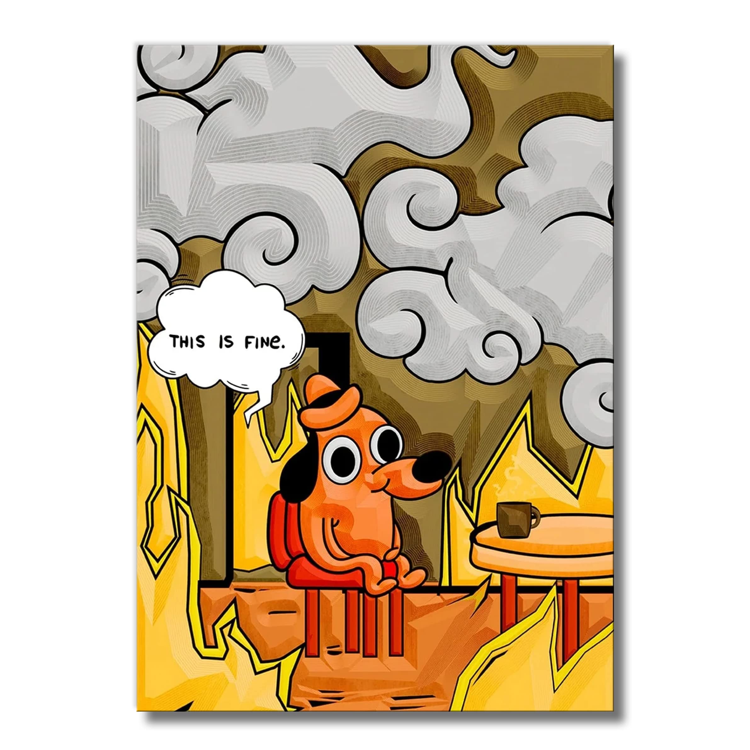 Amazon.com: WallSmack This Is Fine Meme Metal Wall Art - Meme Posters ...