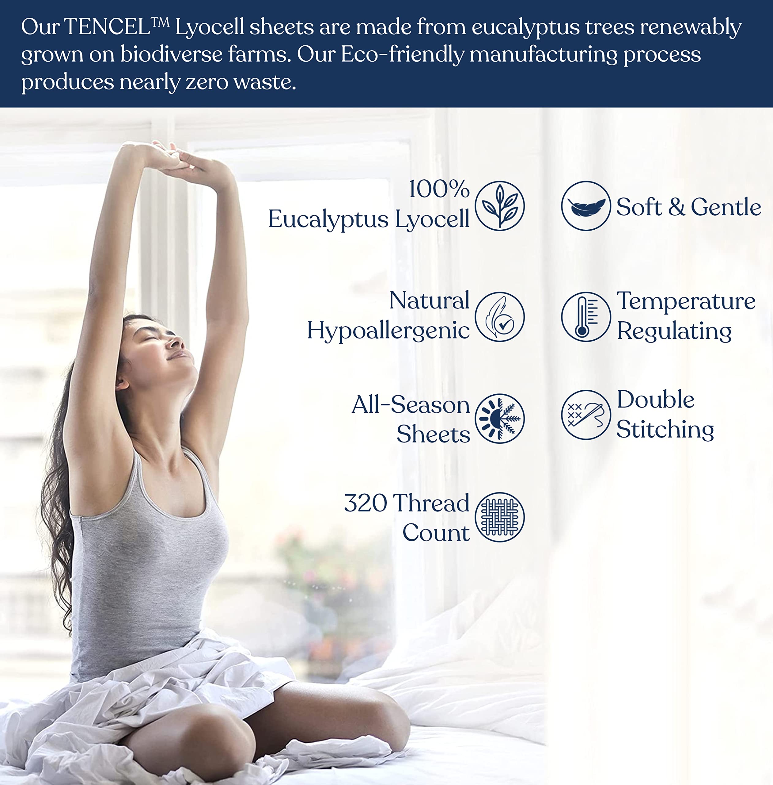 Snapklik.com : 100% Eucalyptus Lyocell Tencel Sheet Set, King 4 Piece Set, Naturally Cooling ...