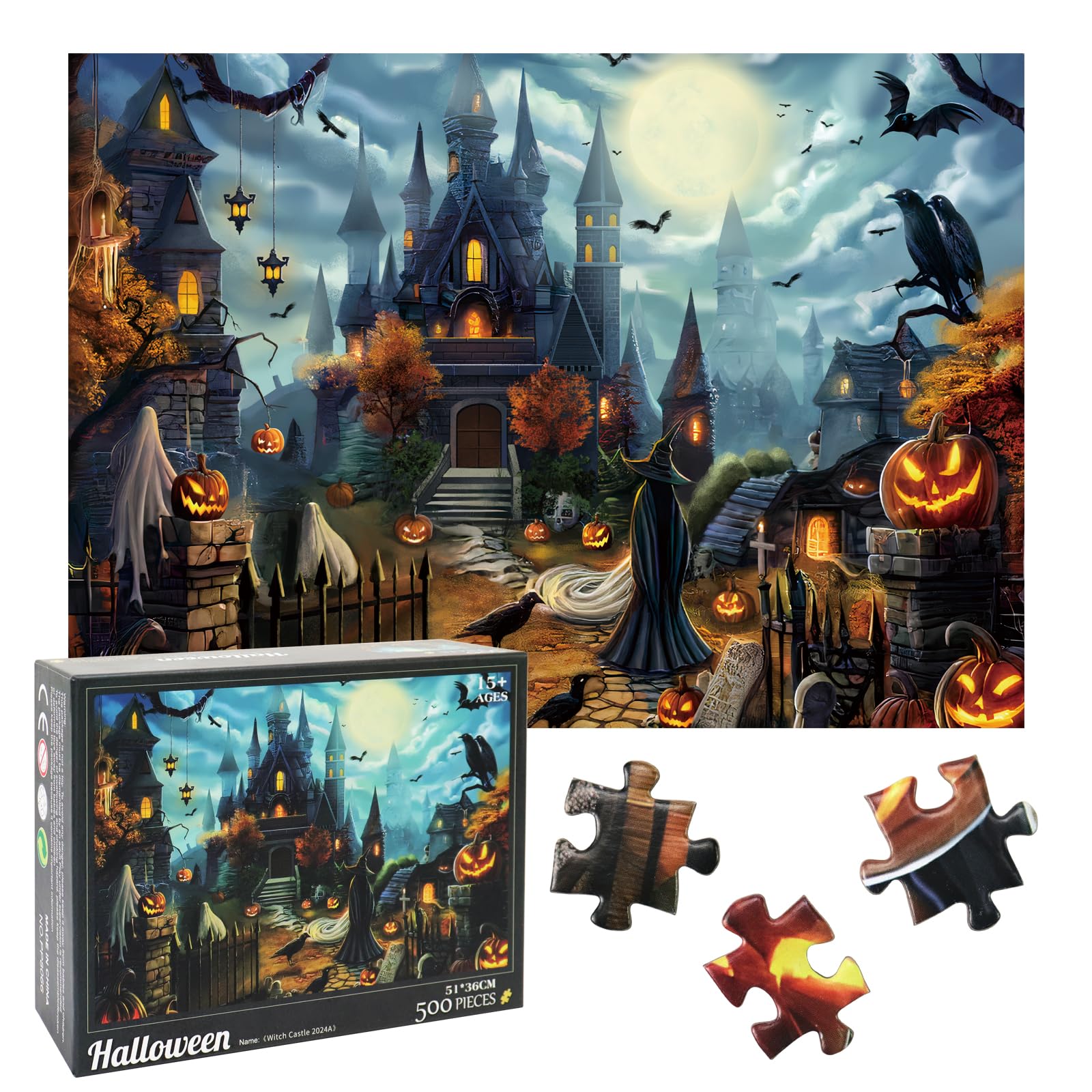 Amazon.com: Halloween Witch Castle Puzzles 500 Pieces Halloween Jigsaw ...