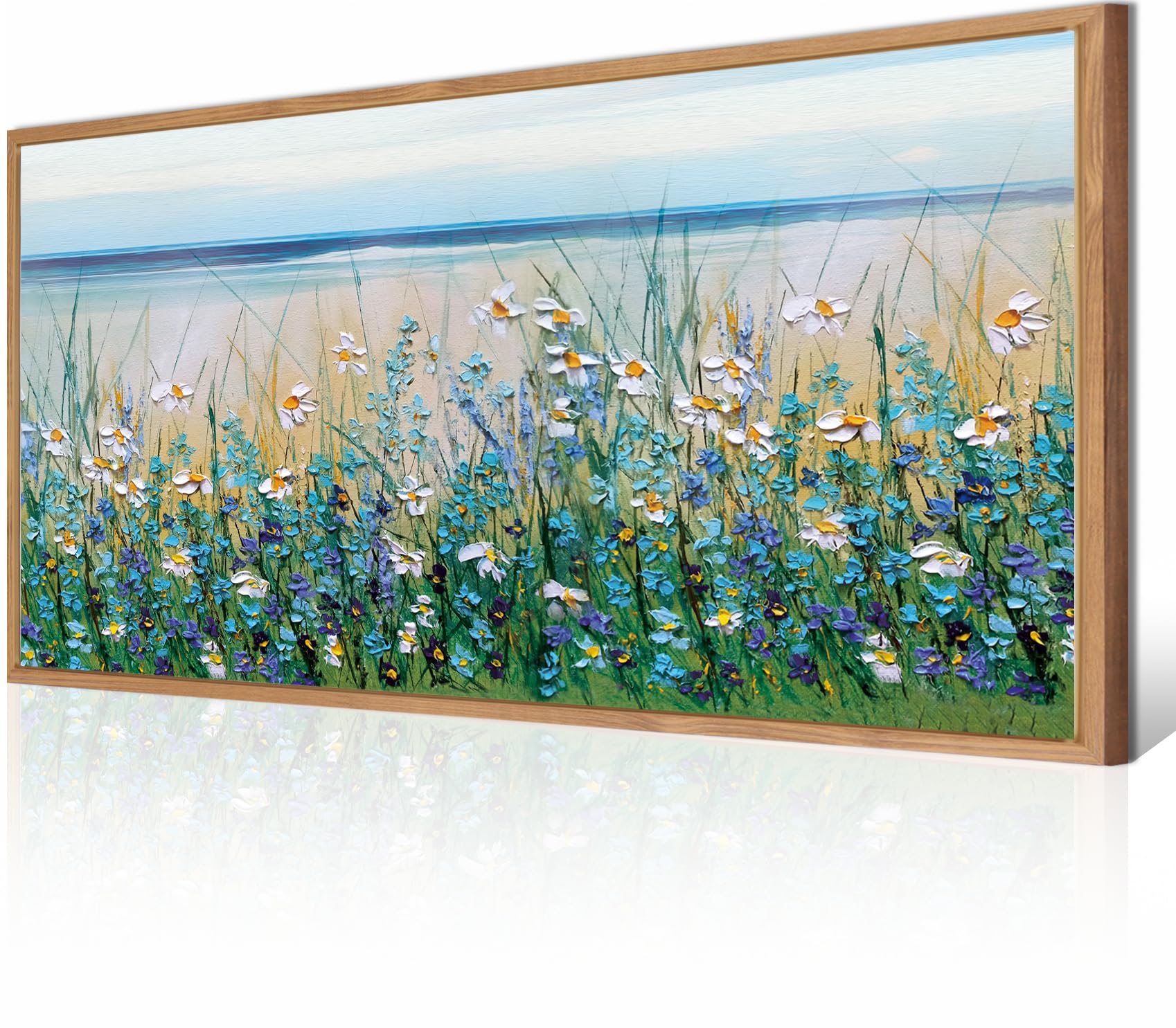 Amazon.com: BINCUE Large Blue Wild Flower Wall Decor Blossom Textured ...
