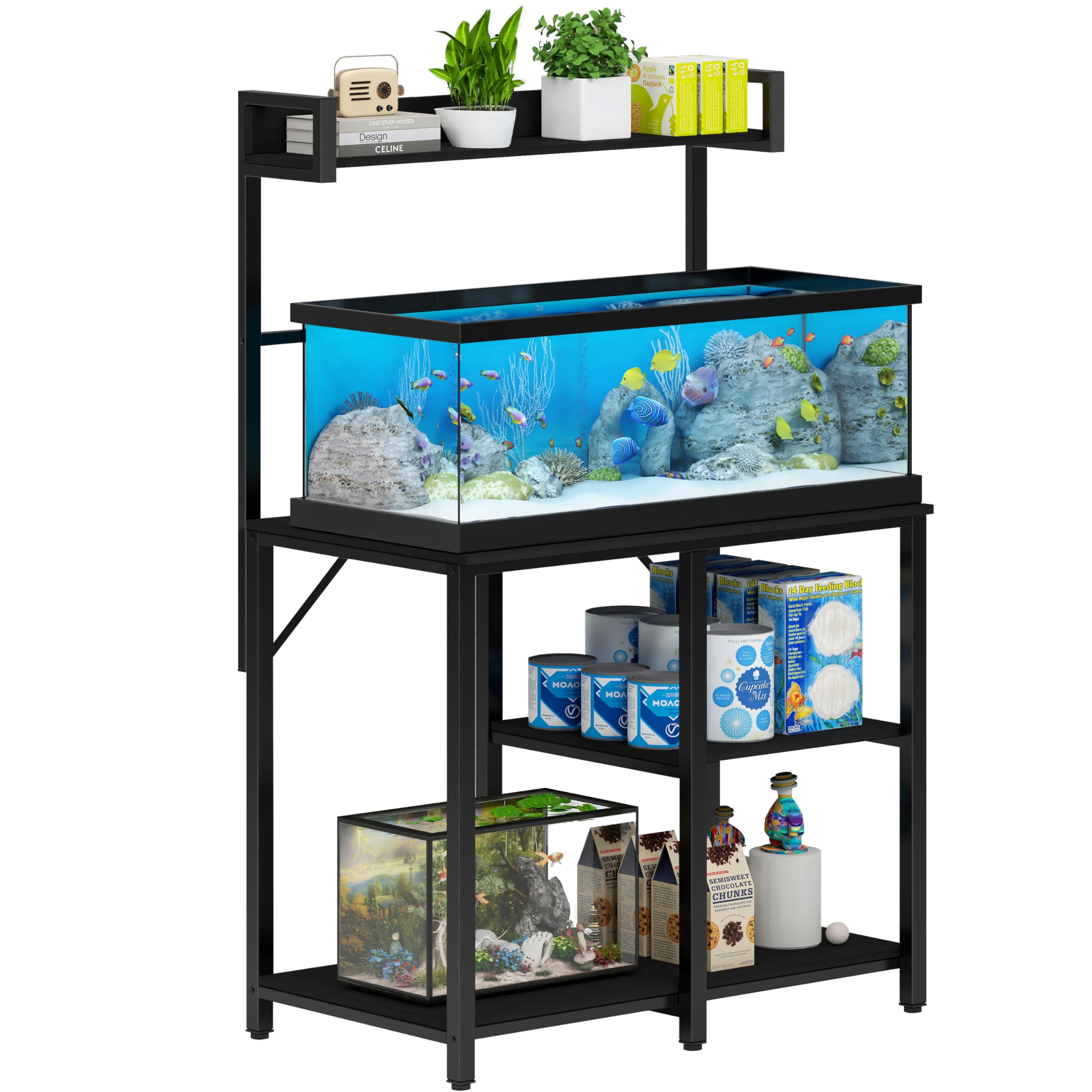 Fish Tank Stand for up to 40 Gallon Aquarium, Metal Aquarium Stand for ...