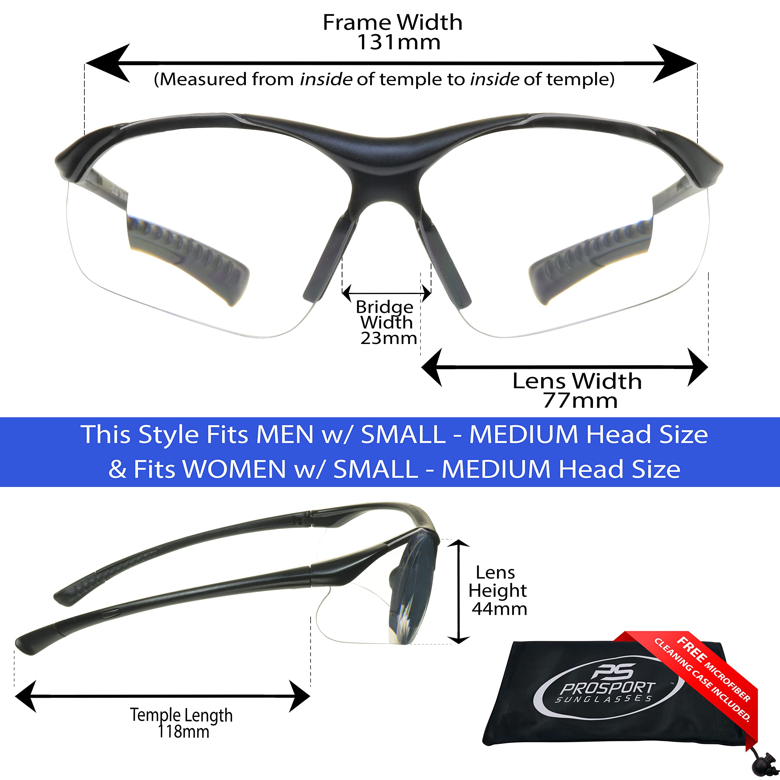 Snapklik.com : Full Lens Reader Safety Glasses +1.50 Clear Lens Sport ...