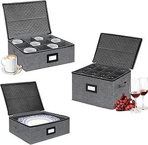 Amazon.com: homyfort Platter Storage Case & Mug and Cup Storage with ...