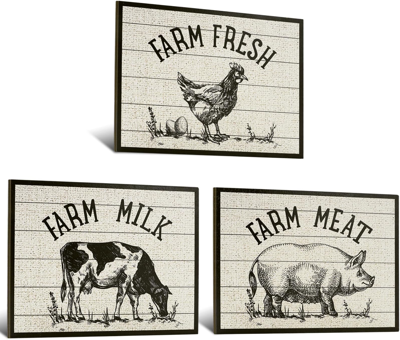 Amazon.com : Generic AnyDesign 3Pcs Farm Animal Wooden Hanging Sign Cow ...