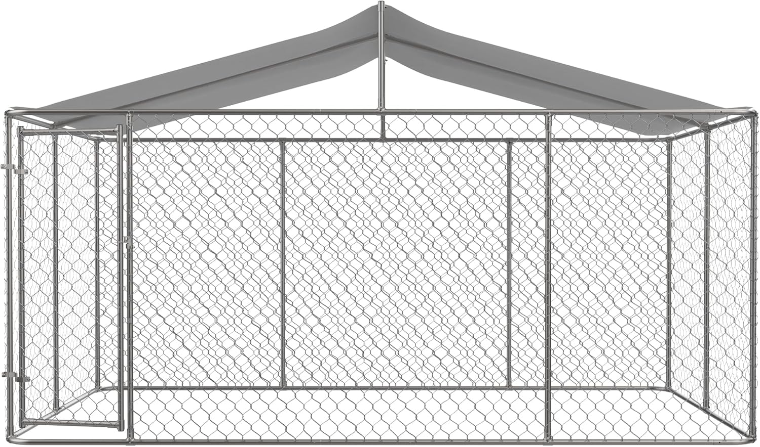 RITSU Large Outdoor Dog Kennel with Roof, Galvanized Steel Dogs House ...