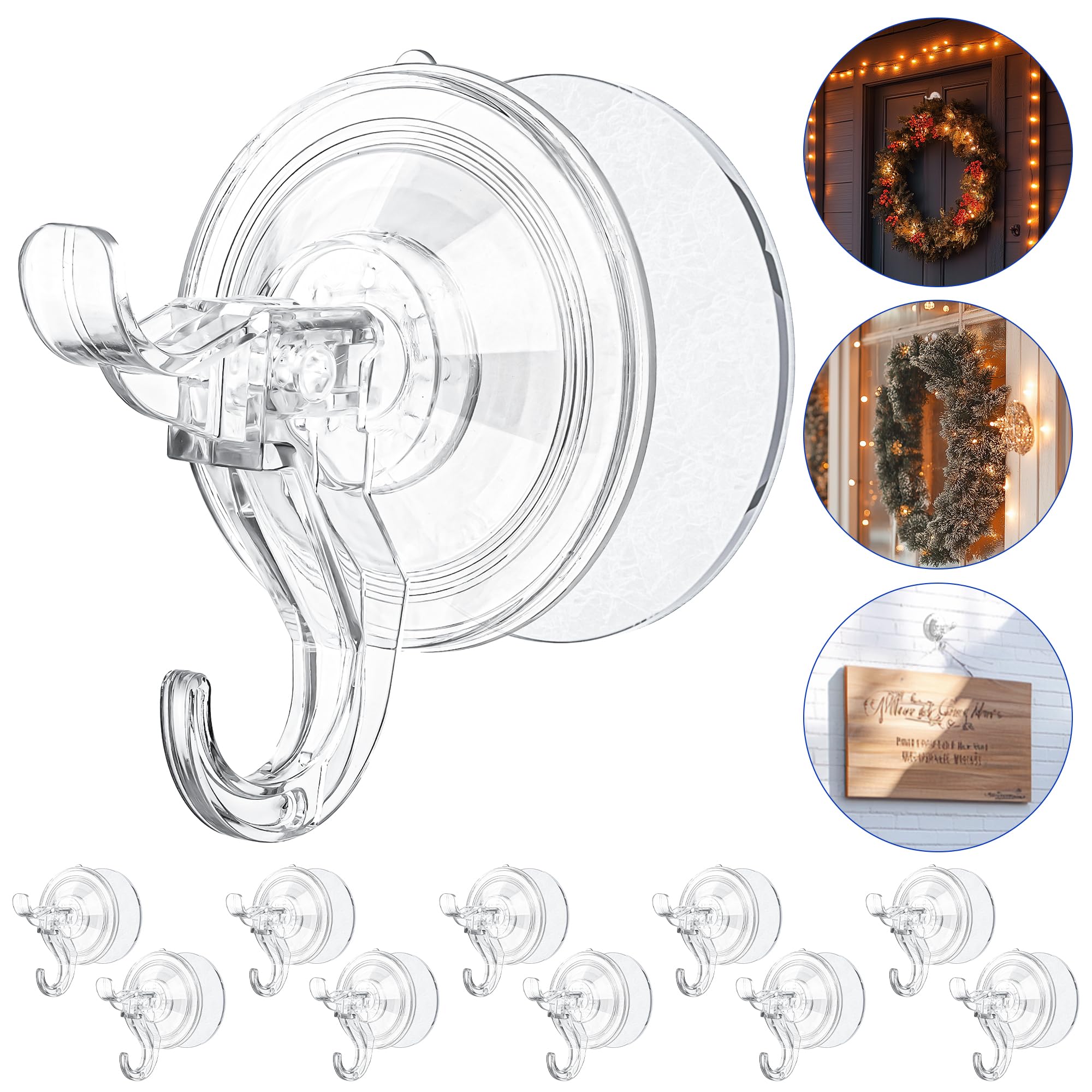 Amazon.com: Artressel Suction Cup Hooks - 10 Pack Reusable Shower Hooks ...