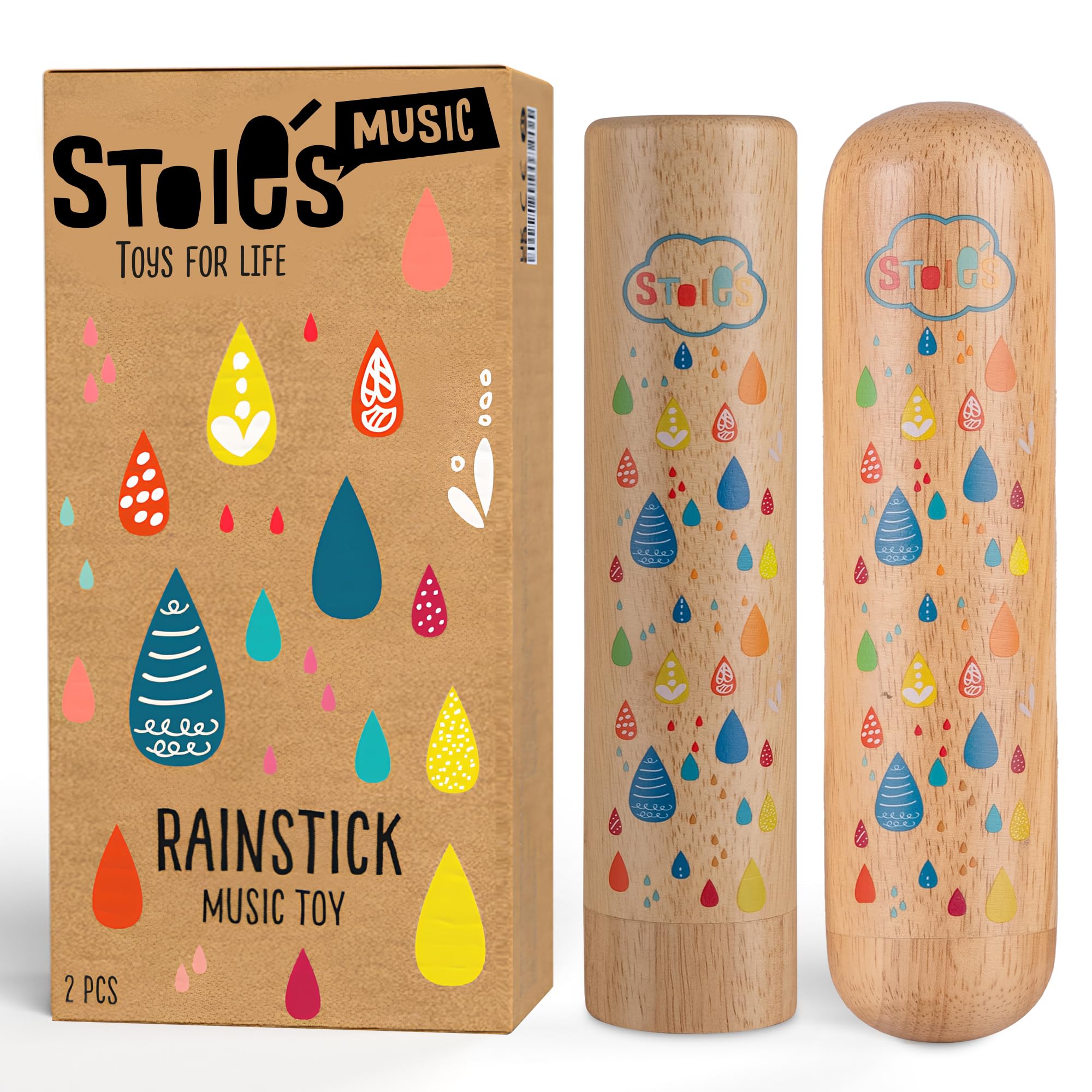 Amazon.com: Stoie's Wooden Rain Stick Instrument, Support Music ...