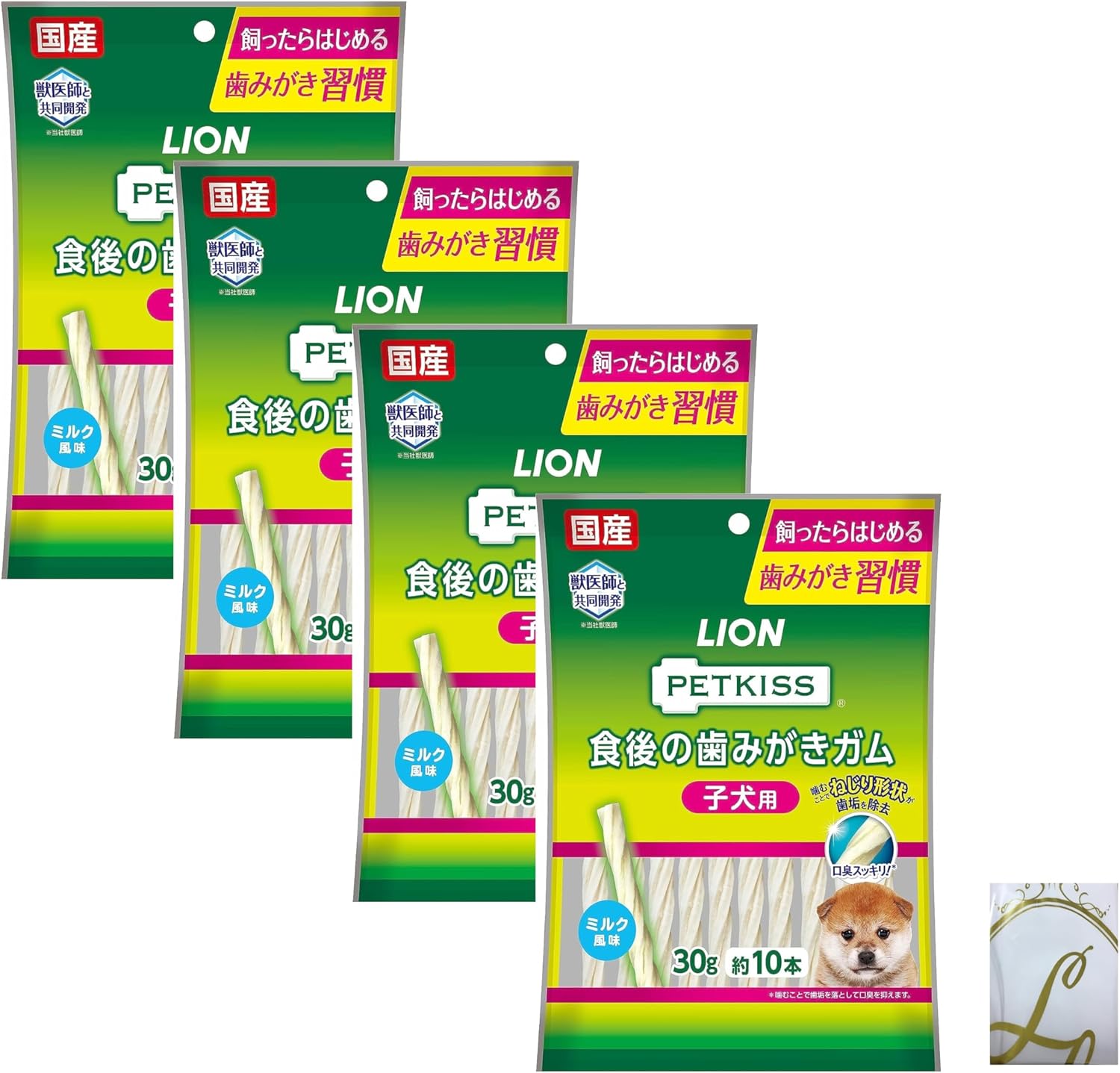 Amazon.co.jp: 【4セット＋おまけ付き】 ペットキッス (PETKISS) PETKISS 食後の歯みがきガム 子犬用 超小型~小型犬用 × 4個セット : ペット用品