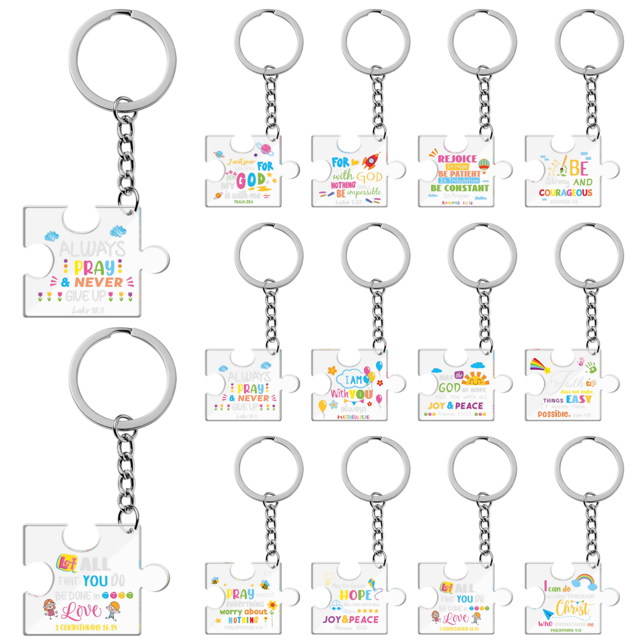 BWkoss Christian Keychain Gifts - 60Pcs Acrylic Bible Verse Key Rings ...