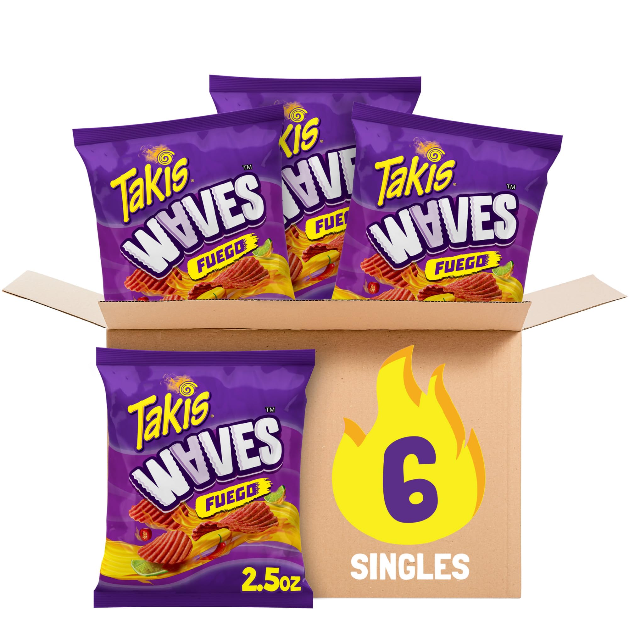 Snapklik.com : Takis Fuego Waves 6 Pc / 2.5 Oz Snack Size Multipack