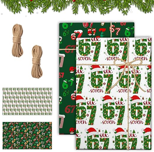 Amazon.com: 2Pcs 67 Christmas Wrapping Paper, 67 Meme Wrapping Paper ...