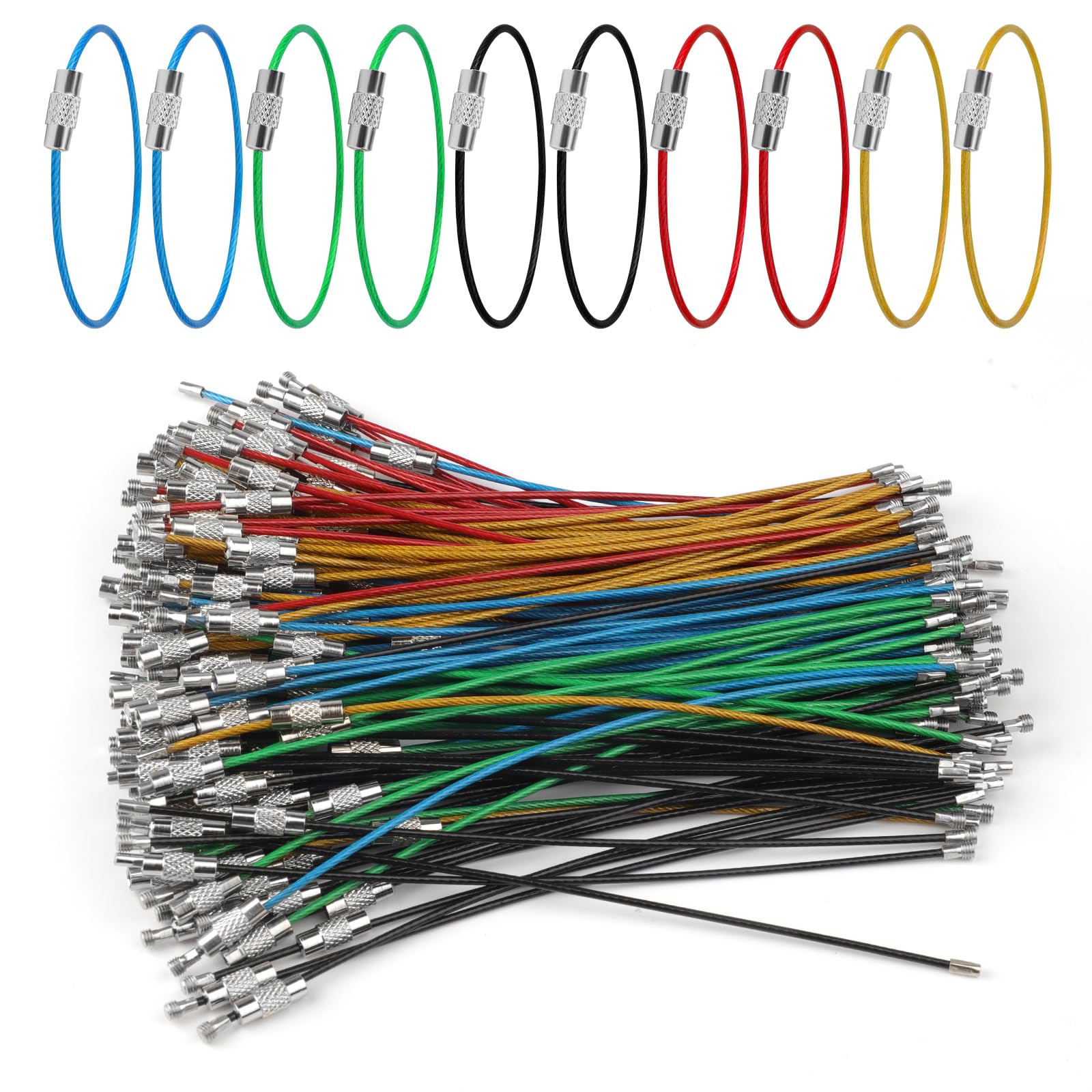 EEEKit 150PCS Wire Keychain Cable, 5.9 In Stainless Steel Wire Ring, 1. ...