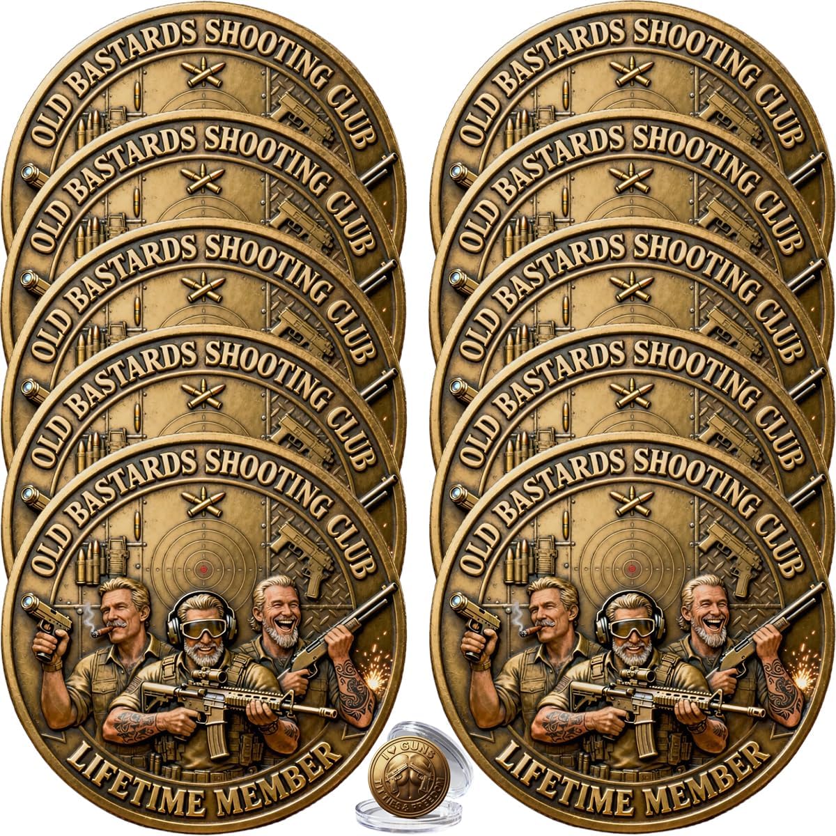 Amazon.com: Old Bastards Shooting Club Challenge Coin, I Love Shooting ...