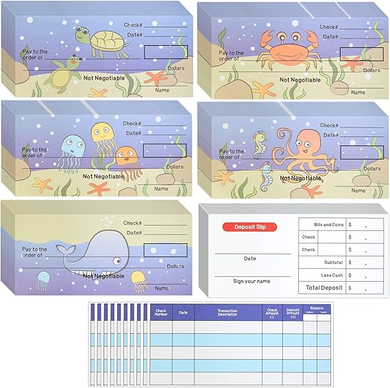 Amazon.com: BLUE PANDA Prop Money Checkbook Set - 6 x 3 in, 150 Sheets ...