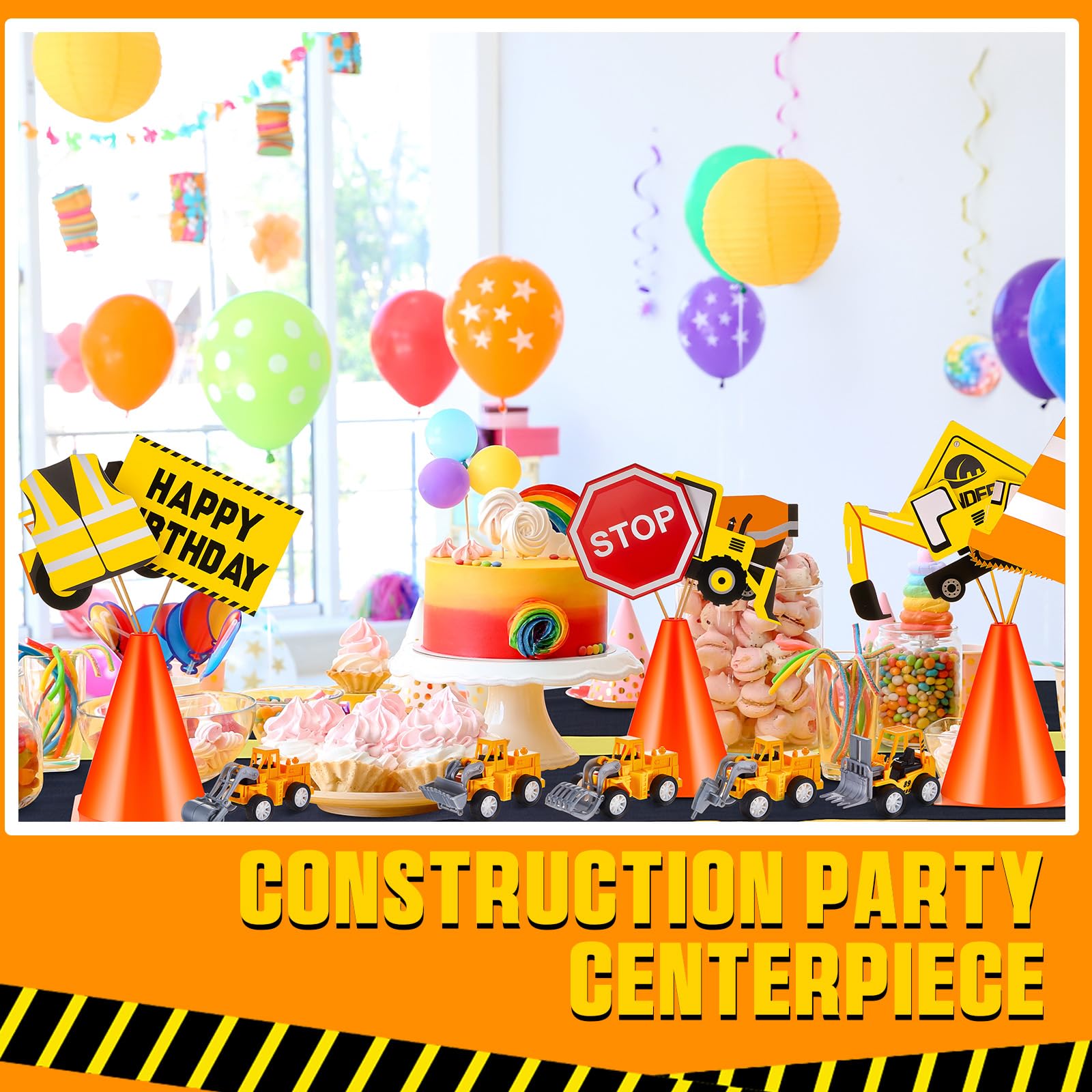 Snapklik.com : 46 Pcs Construction Birthday Party Supplies Mini Table ...