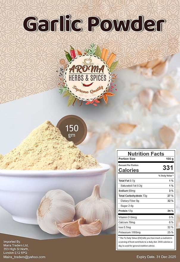 Garlic Powder | 100g | 100% Raw Ground Garlic from India | Resealable ...