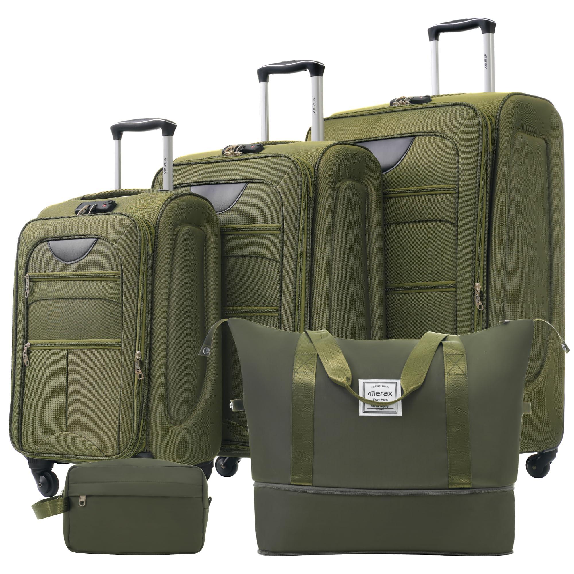 Amazon.com | Merax Suitcase Set Softside 3-Piece Expandable Luggage ...