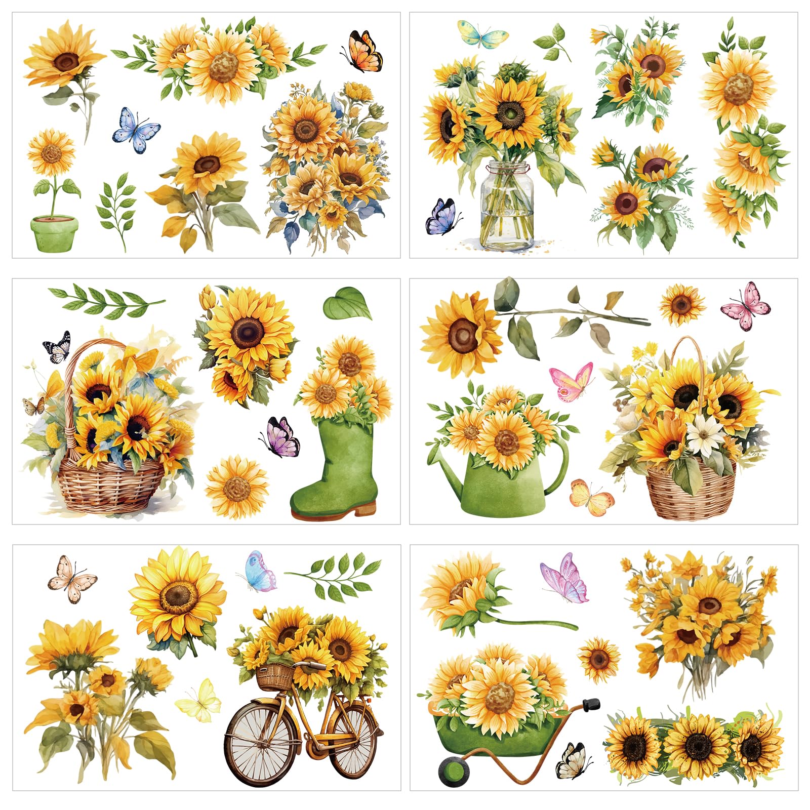 Amazon.com: Rngmsi Sunflower Rub on Transfers for Crafts - Rngmsi 6 ...