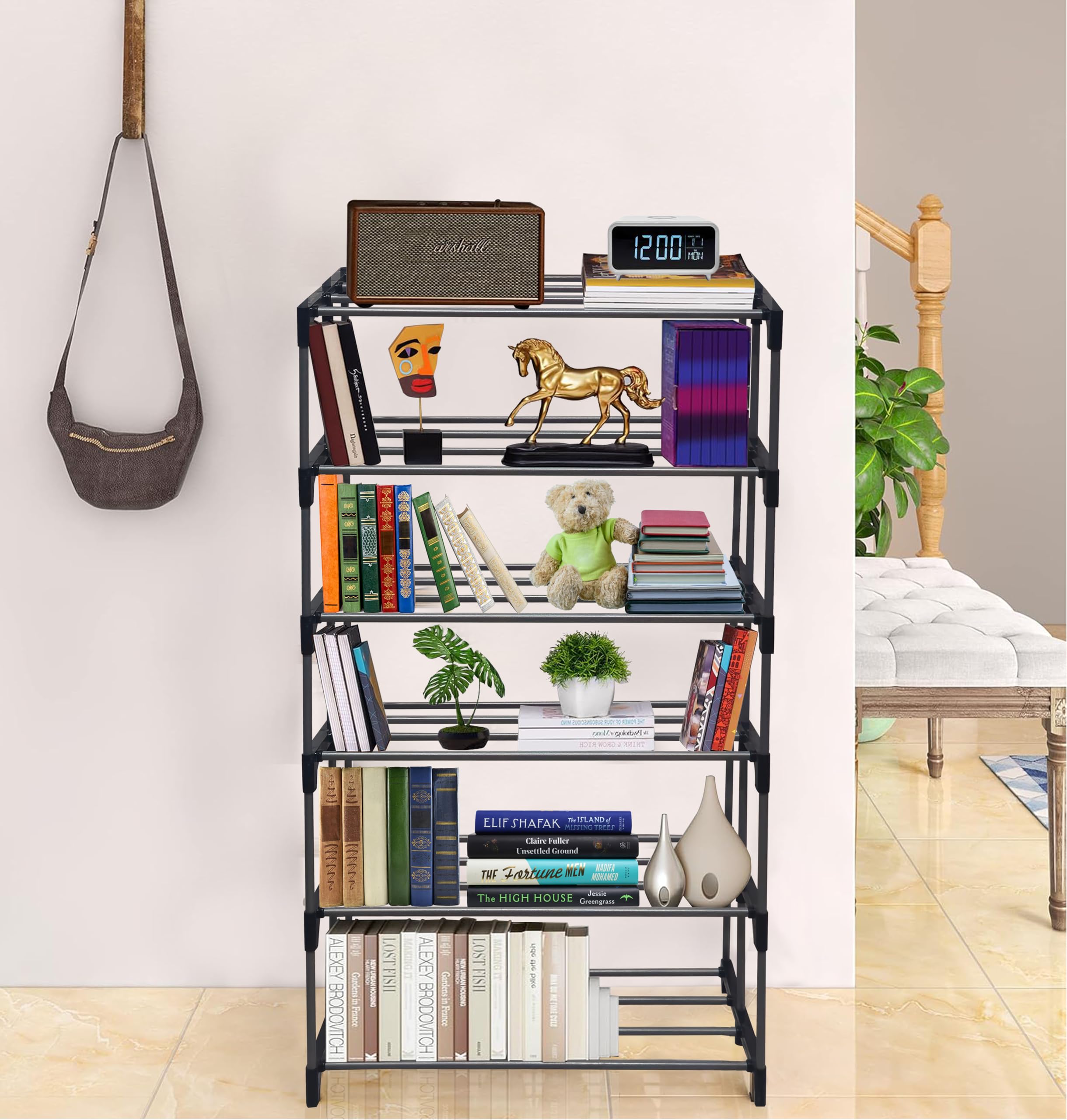 GlowSilk Heavy Duty Metal, Plastic Foldable, Book Shelf (Set of 6 ...