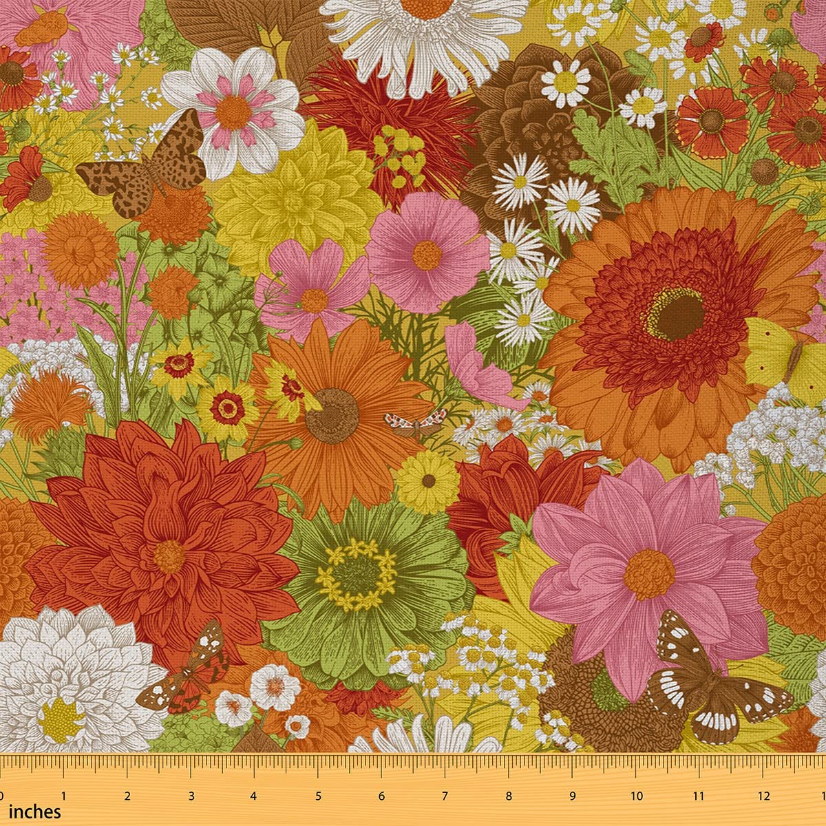 Amazon.com: Colorful Flowers Fabric by The Yard 70s Groovy Daisy ...
