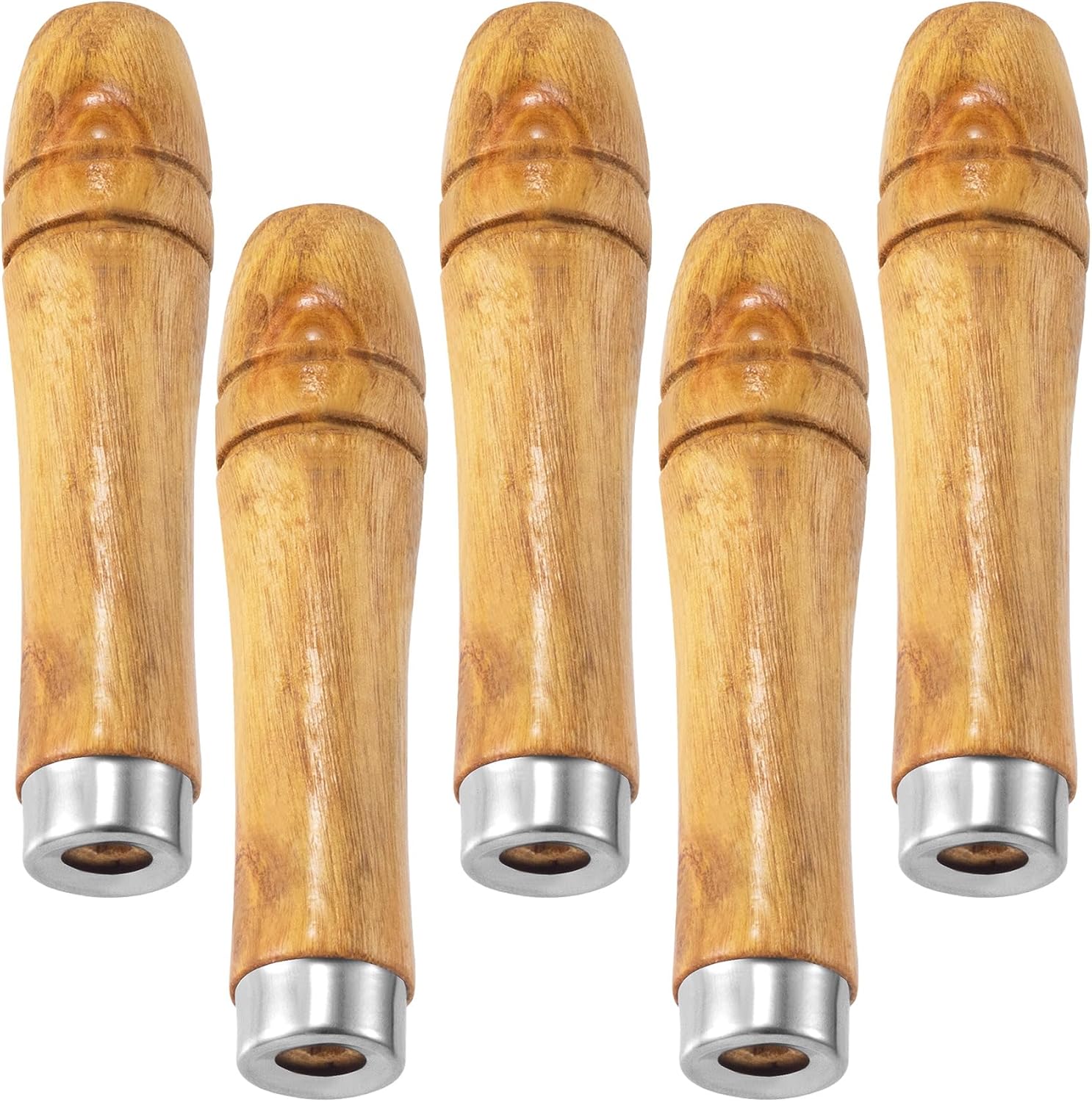 ANCIRS 5pcs Wooden File Handle with Strong Metal Collars, Medium Wooden ...