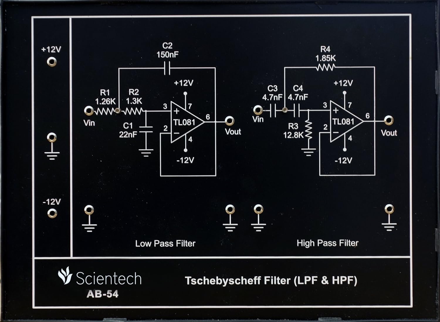 AB54 - Tschebyscheff Filter (LPF and HPF) Experiment Board and Trainer ...