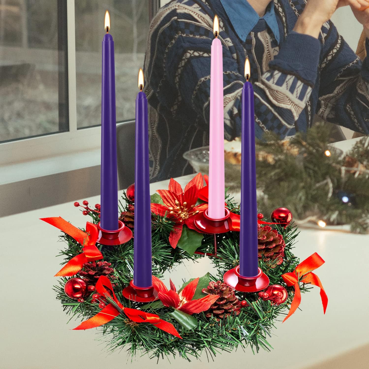 Velas cónicas de Adviento con palabras de amor paz esperanza alegría en ...