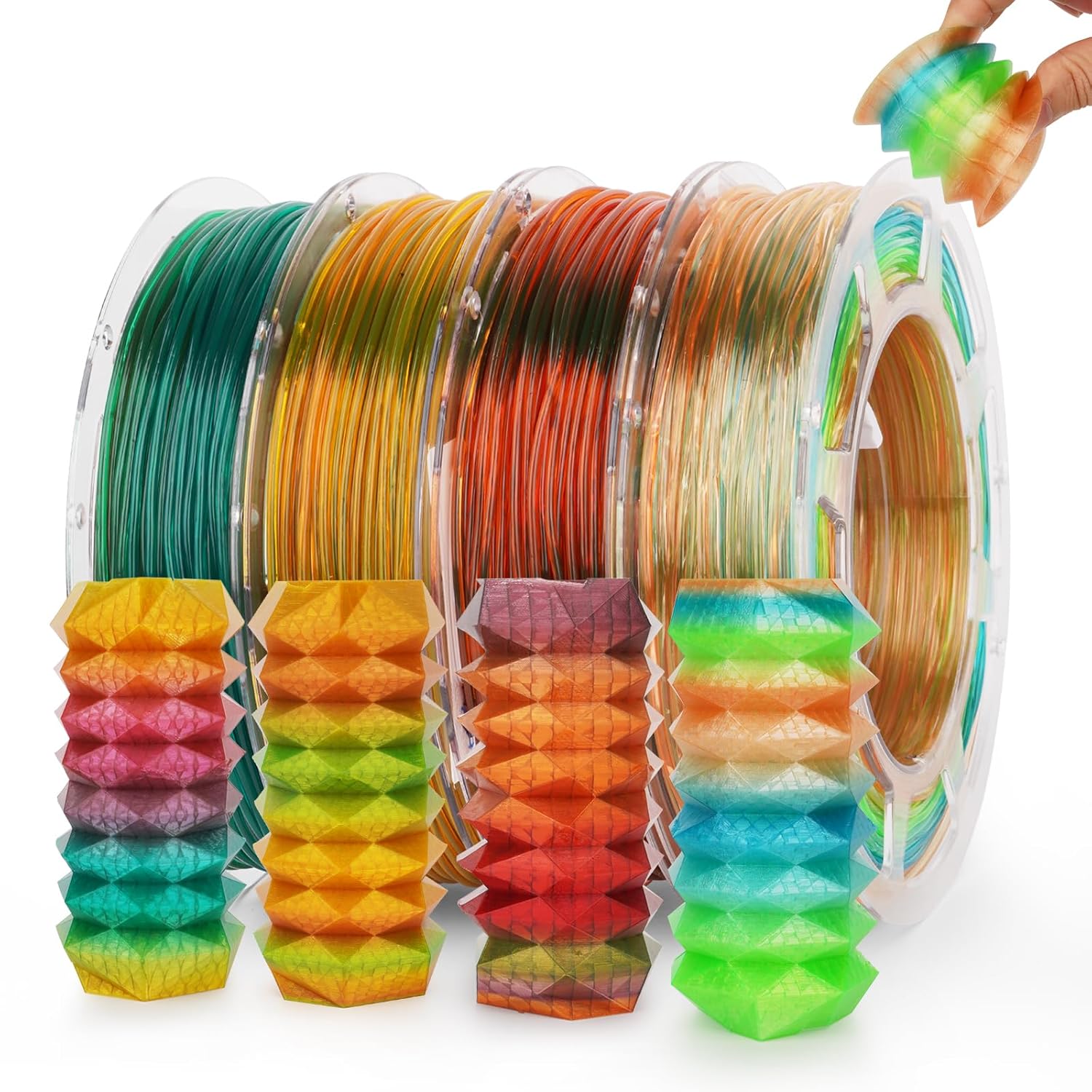 Amazon.com: AMOLEN TPU 3D Printer Filament Bundle, Transparent Multicolor Rainbow TPU 1.75mm ...