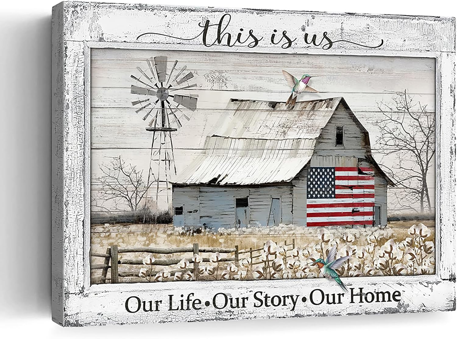 Amazon.com: Rustic American Barn Canvas Wall Art Farmhouse Windmill ...