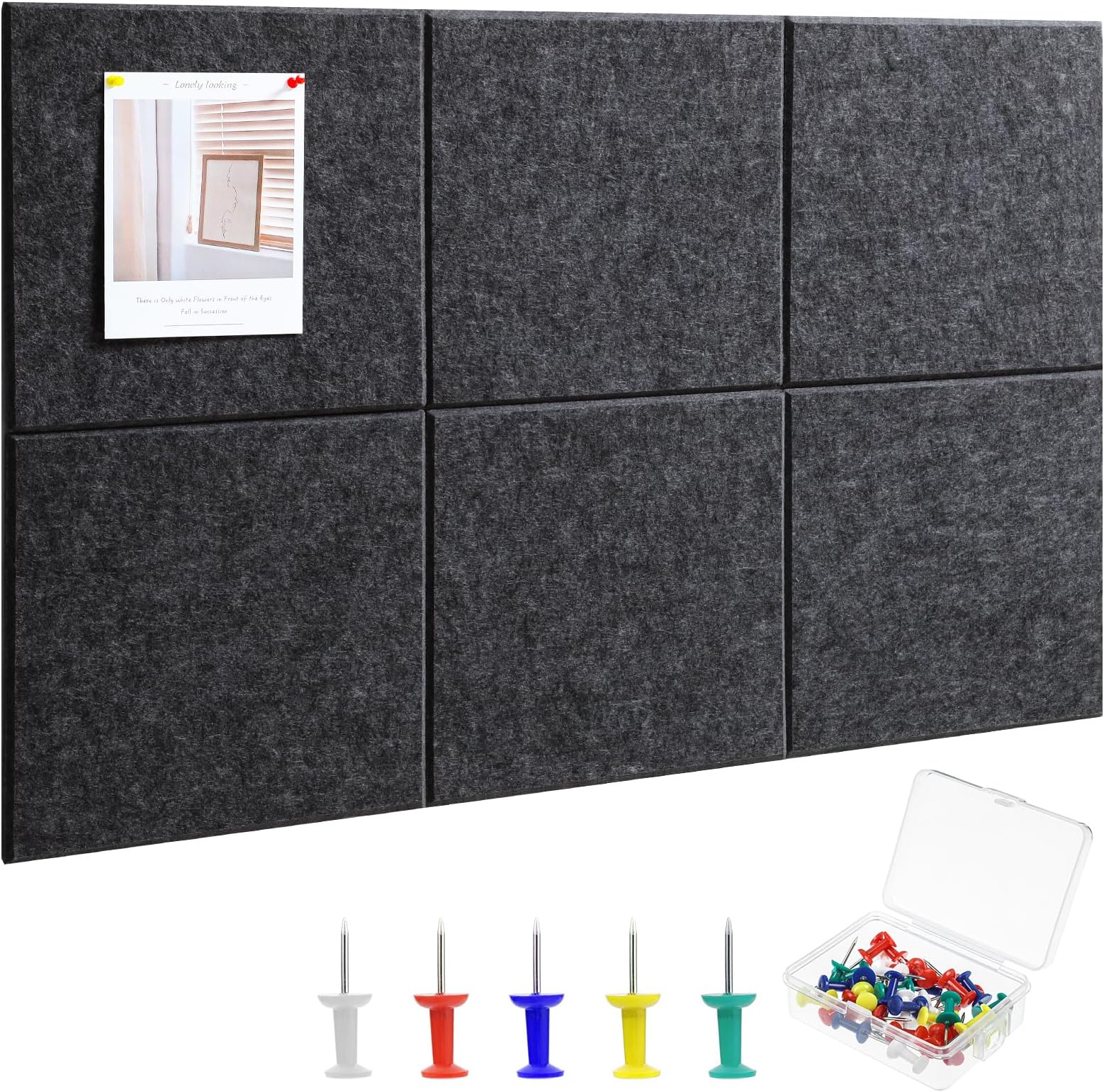Amazon.com : Large Cork Board 36" x 24", 6 Pack Felt Wall Tiles with 30 ...