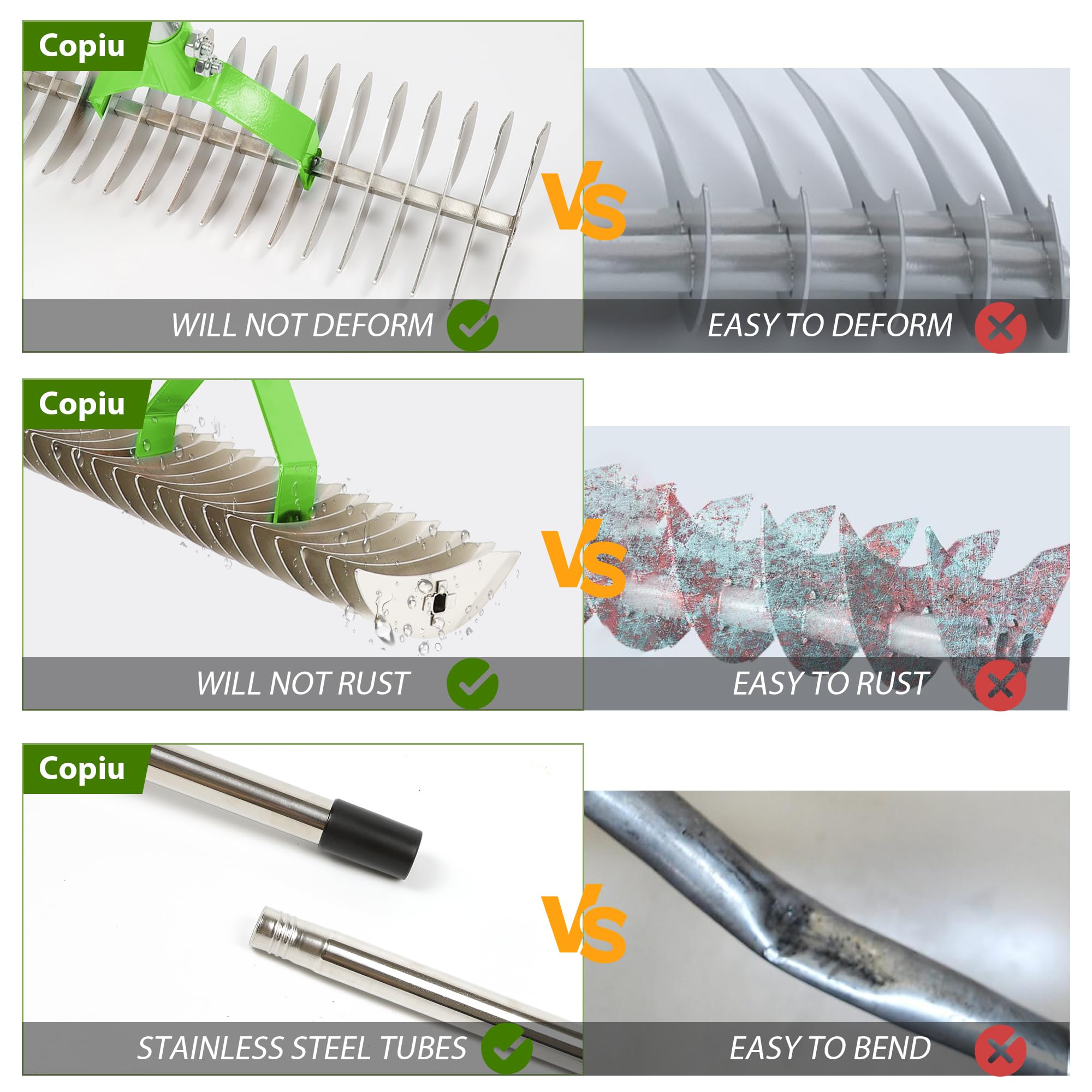 Snapklik.com : Thatch Rake, 15 Inch Wide Dethatcher Rake, Robust Lawn ...