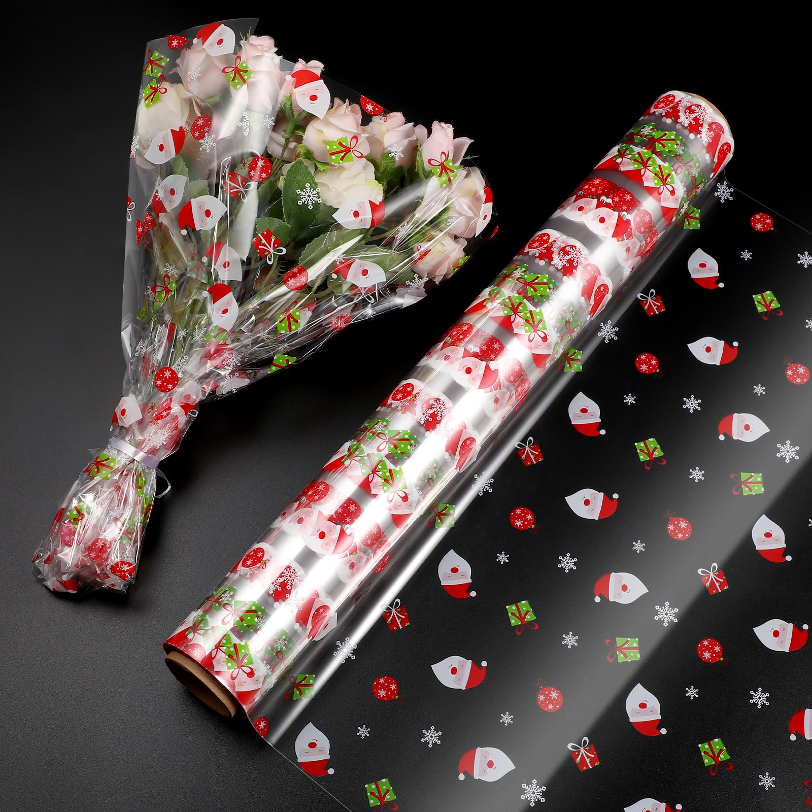 Amazon.com: Alipis Christmas Cellophane Wrap Santa Clause Treat Bags ...