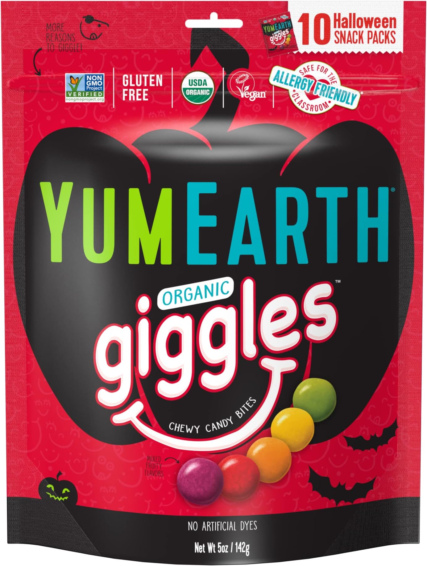 Amazon.com : YumEarth Organic Sour Giggles Chewy Candy, Pack of 6 (5 Oz ...
