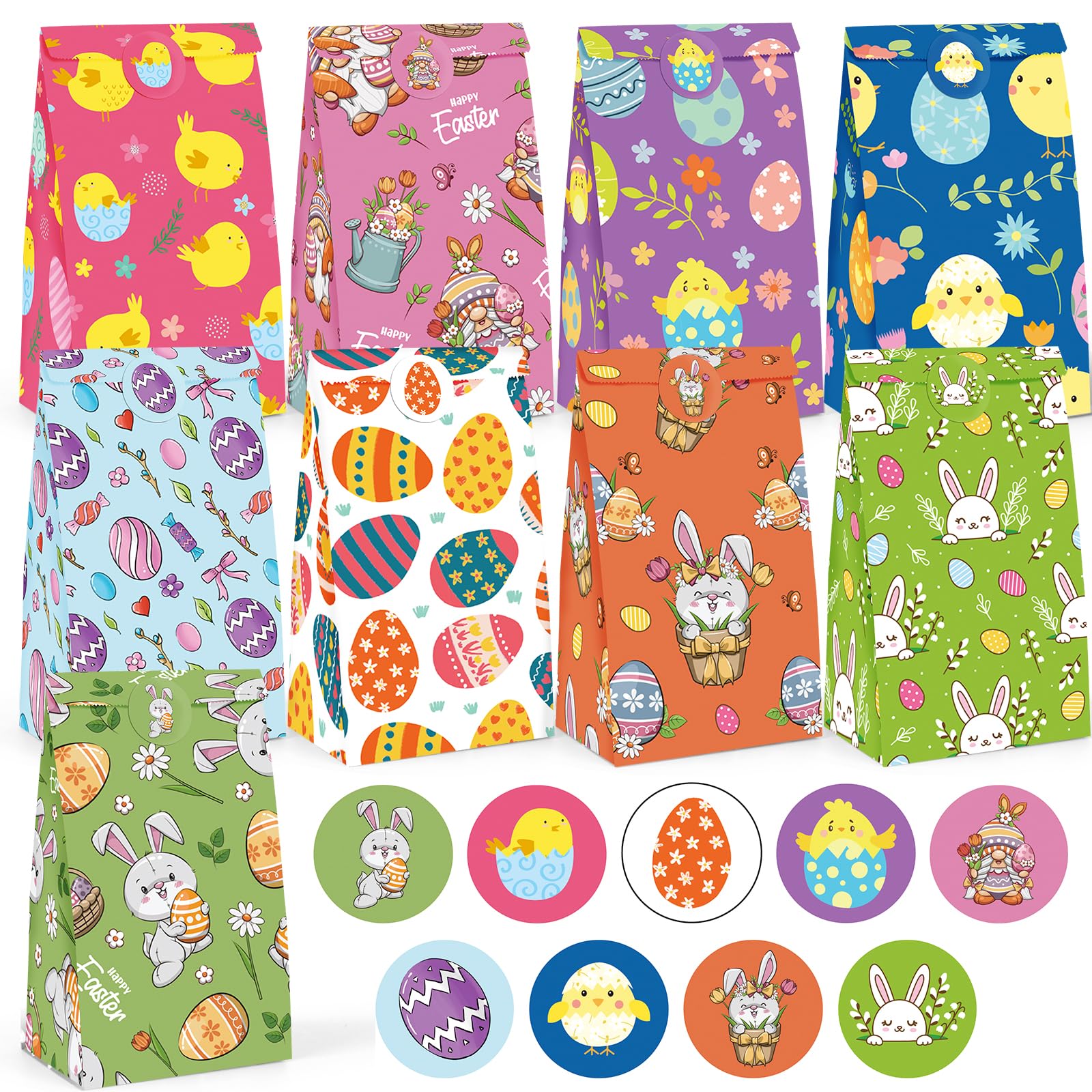 Amazon.com: MCPINKY 27PCS Easter Treat Bags, Easter Paper Bags with ...