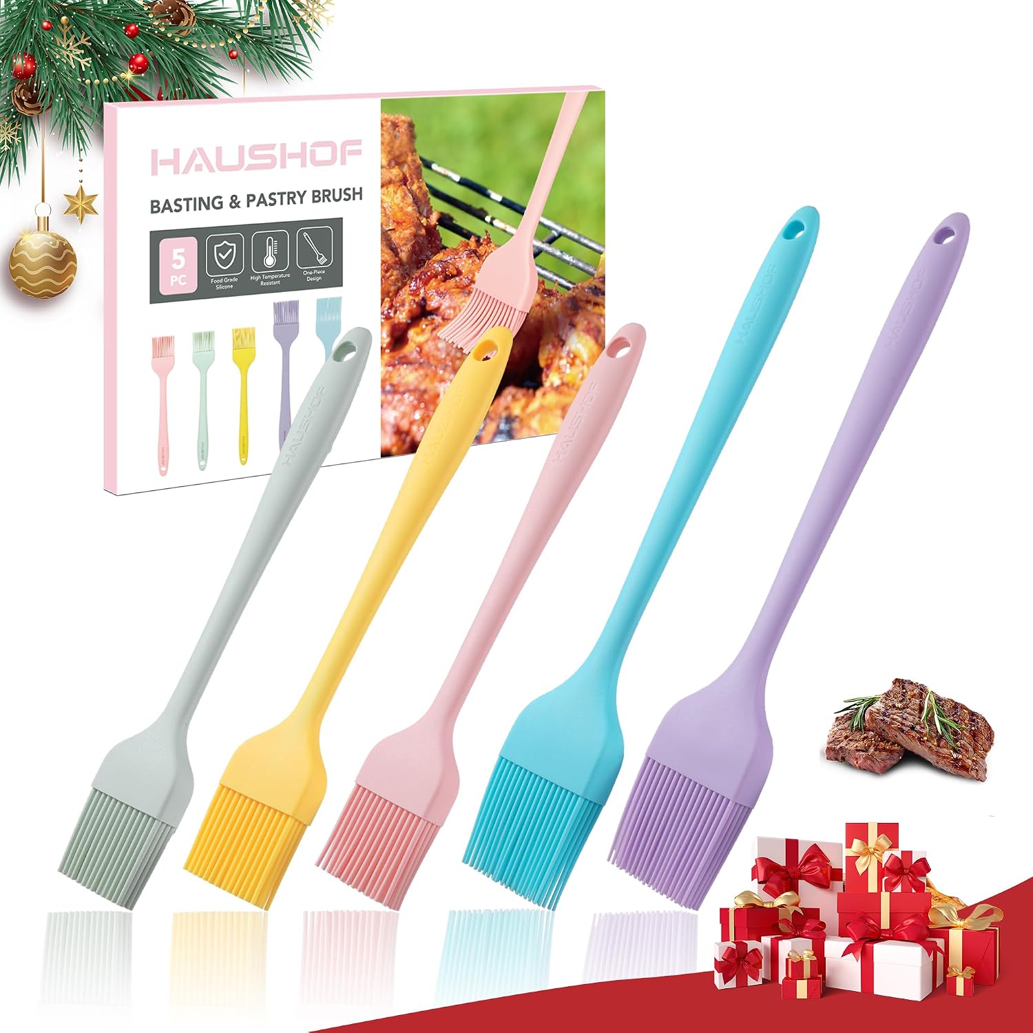 Amazon.com: HAUSHOF Silicone Basting Pastry Brush, Heat Resistant ...