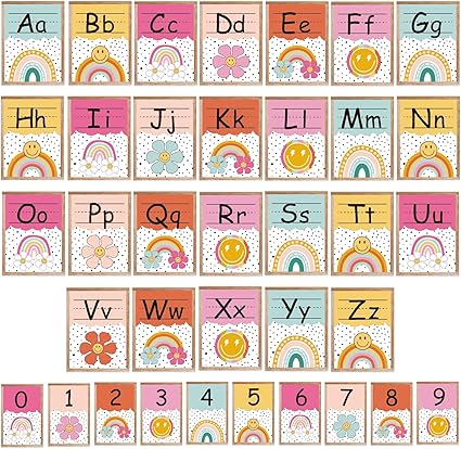 Amazon.com: Whaline 36Pcs Boho Alphabet Number Bulletin Board Set ...