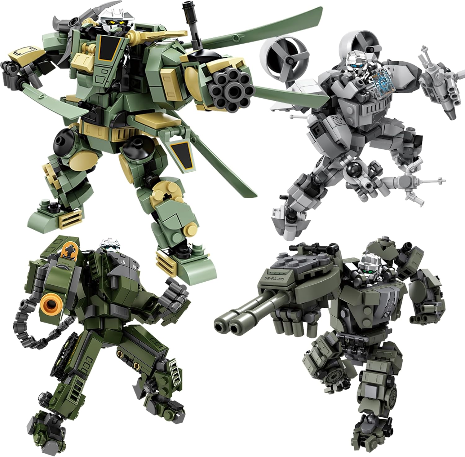 Amazon.com: Loyratche Juego de bloques de construcción de robot mecánico transformador, 4 tipos ...