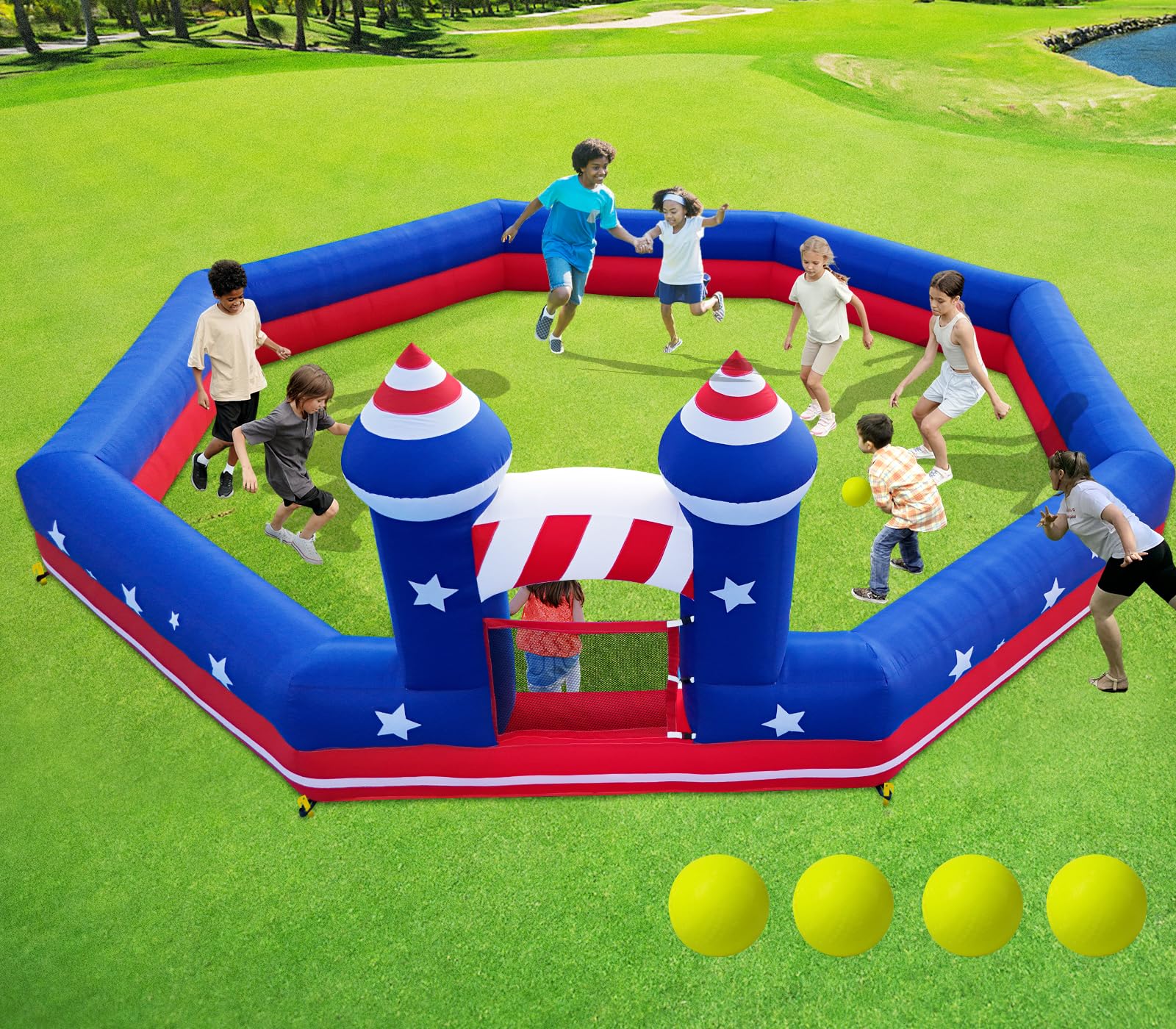 Amazon.com: GYMMALL Gaga Ball Pit Inflatable 20FT with Built-in Air ...