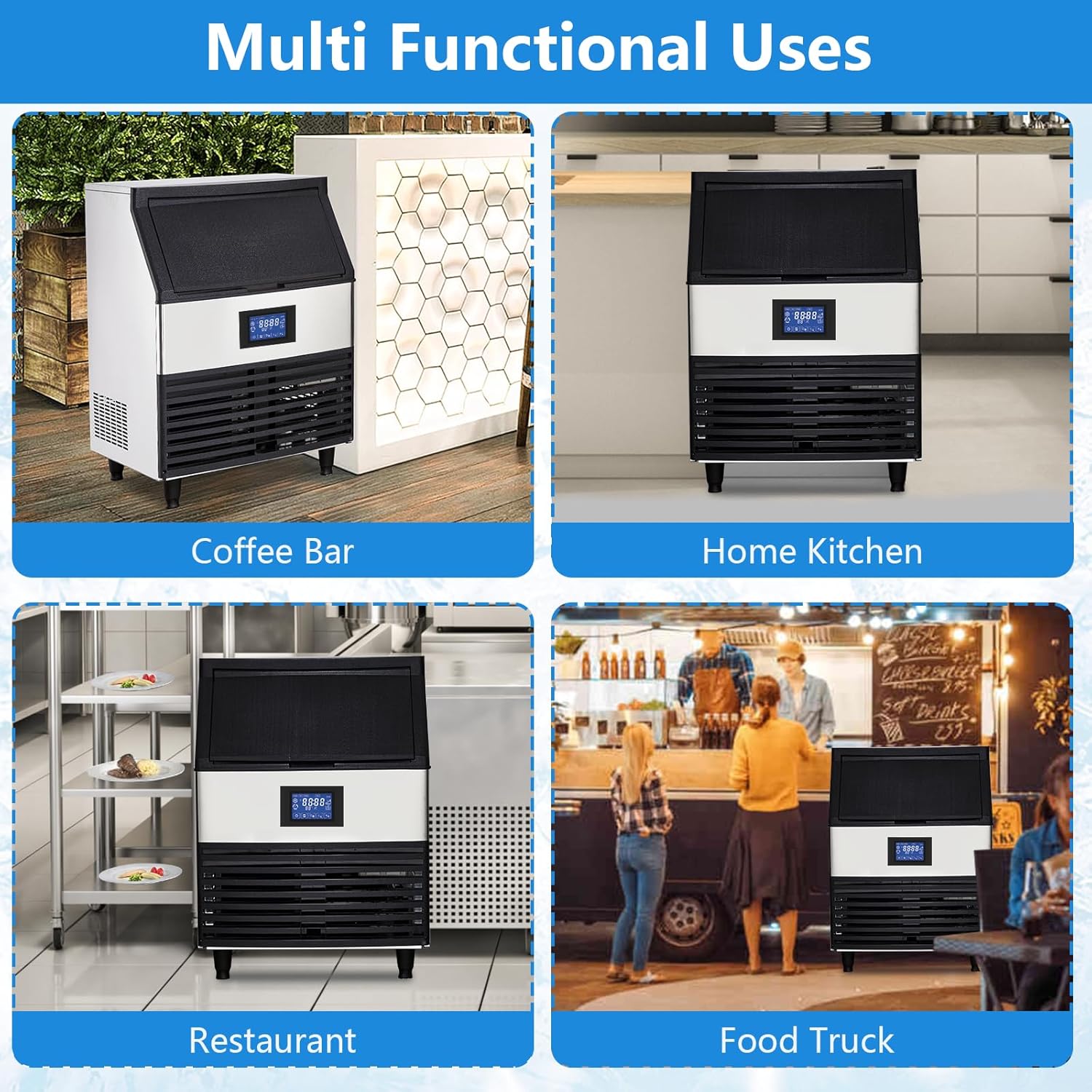 Máquina comercial para hacer hielo de 440 libras24 horas, máquina de hielo debajo del mostrador ...