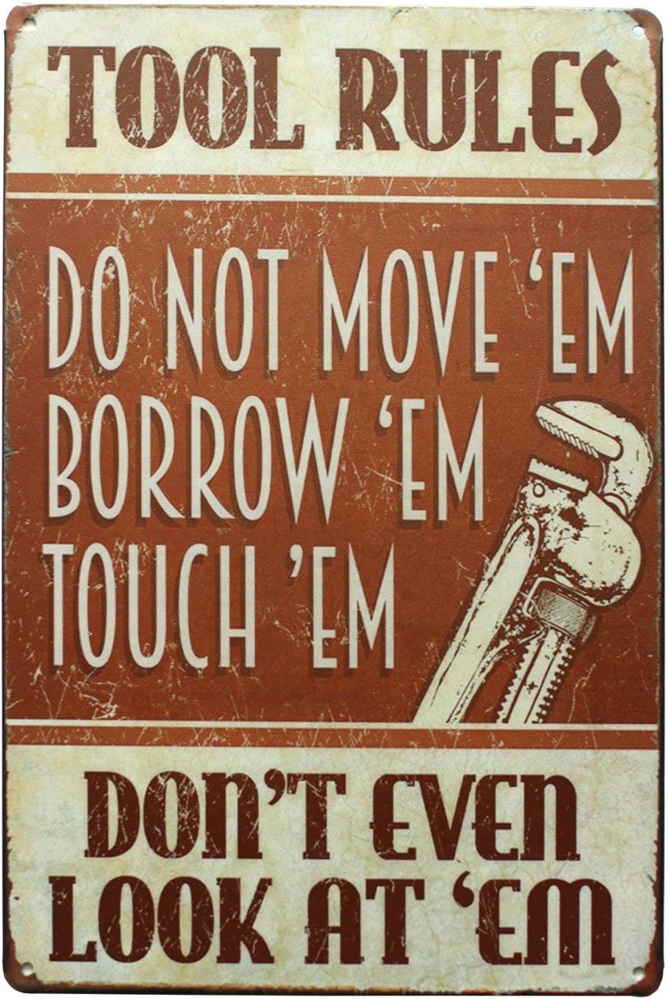 SUMIK Tool Rules Do Not Move Borrow Touch, Metal Tin Sign, Vintage Art ...