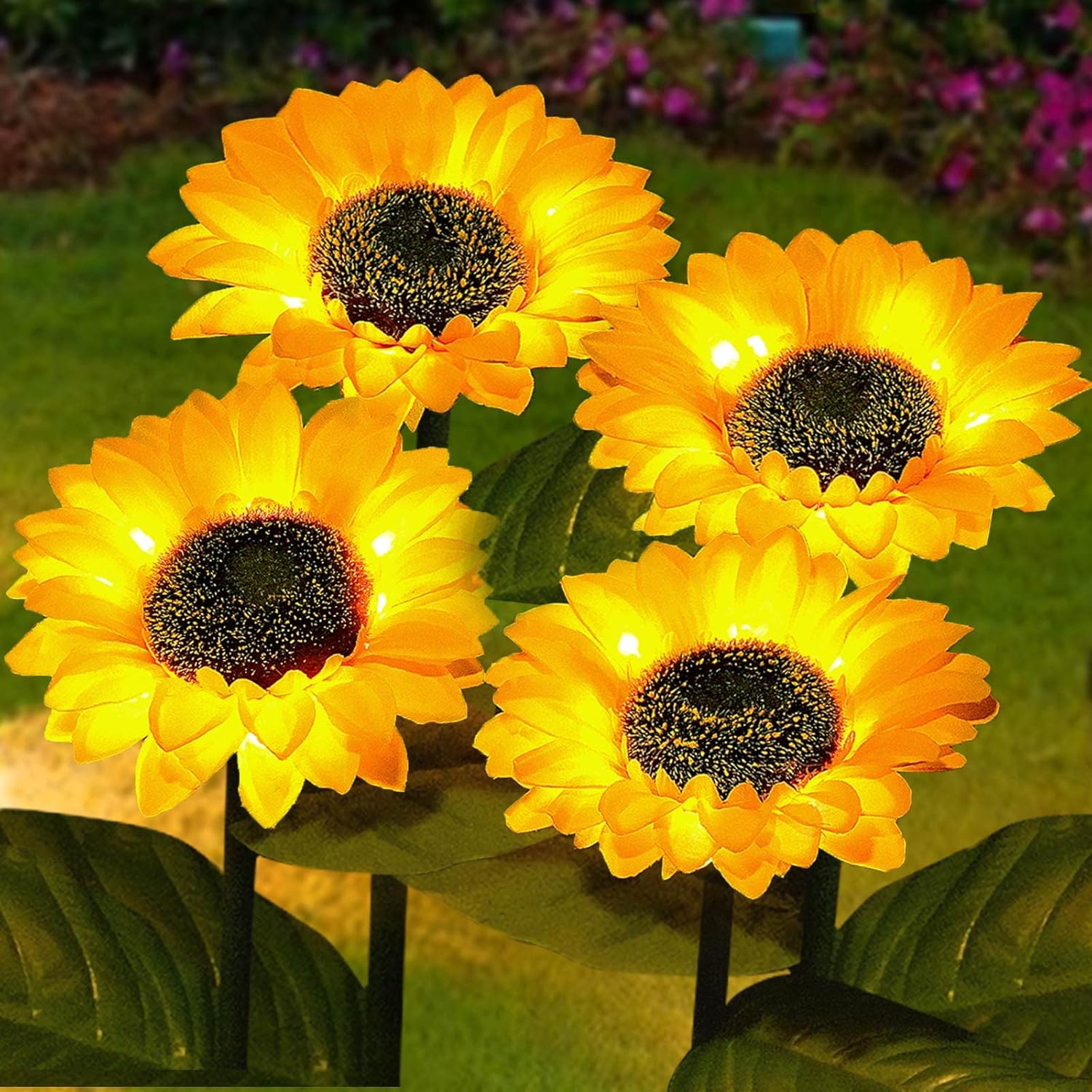 litogo [4 Pack] Sunflower Solar Lights, Solar Garden Lights, IP65 ...